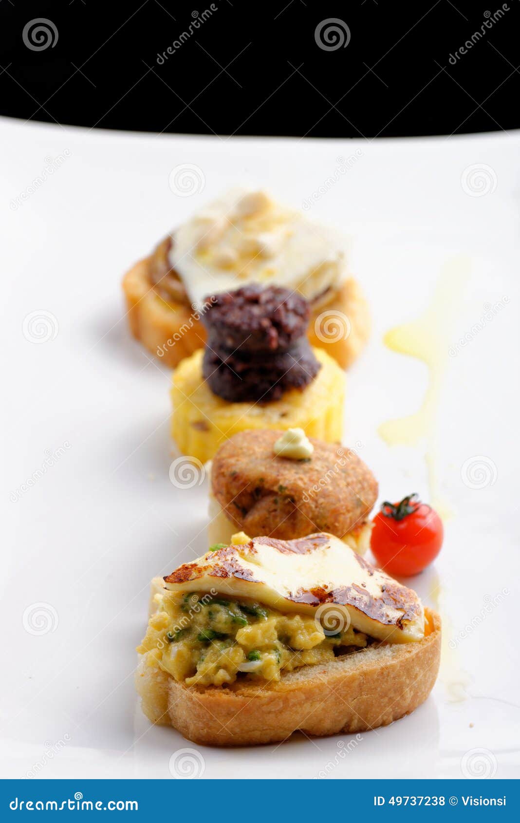 Tapas on Crusty Bread - Selection of Spanish Tapas Stock Photo - Image ...