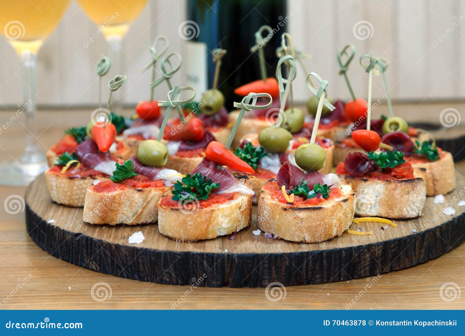 Tapas on Crusty Bread - Selection of Spanish Tapas Stock Photo - Image ...