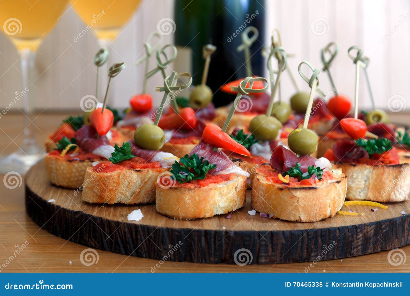 Tapas on Crusty Bread - Selection of Spanish Tapas Stock Photo - Image ...