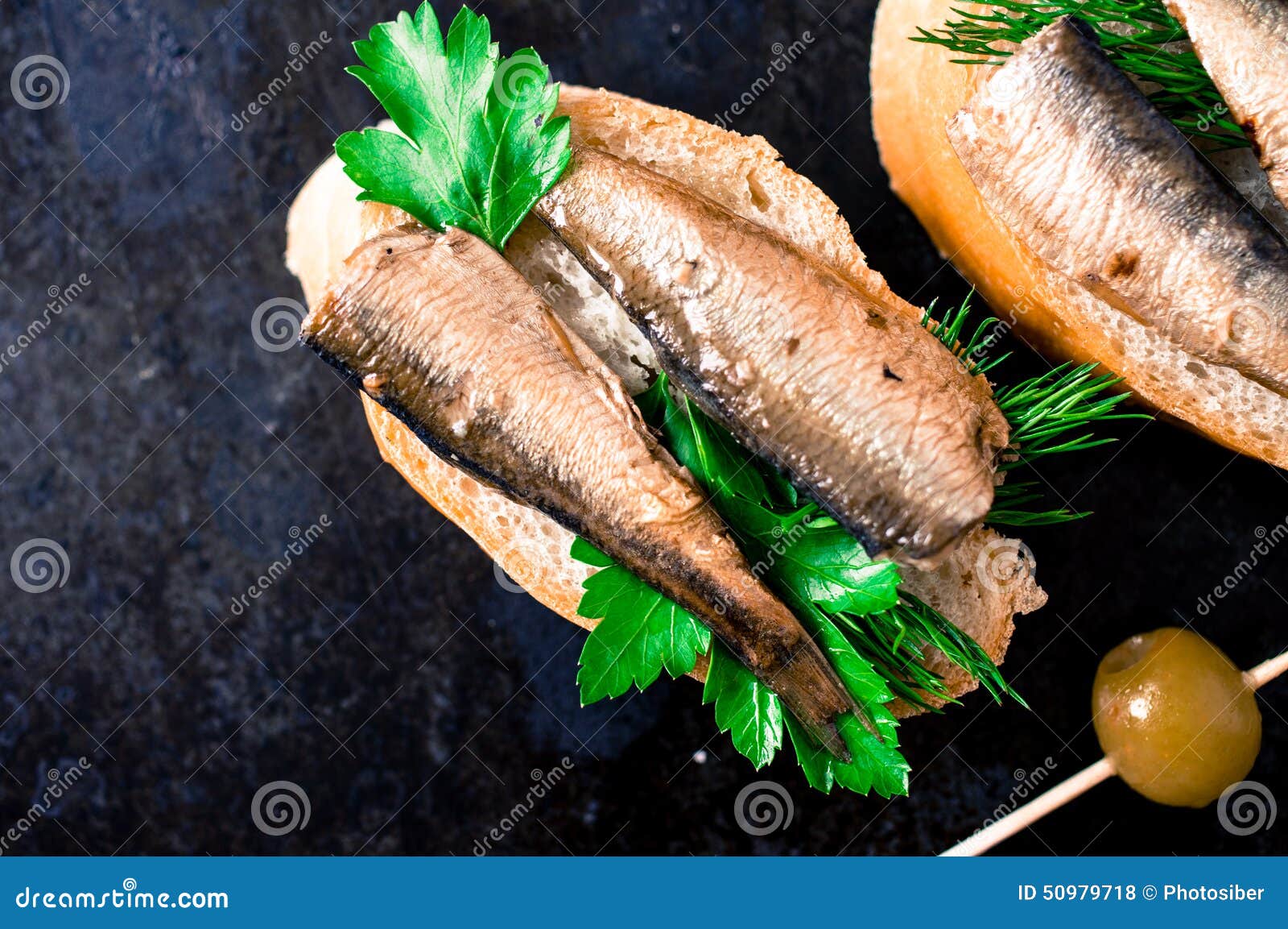 Tapas with fish stock photo. Image of sandwich, seafood - 50979718