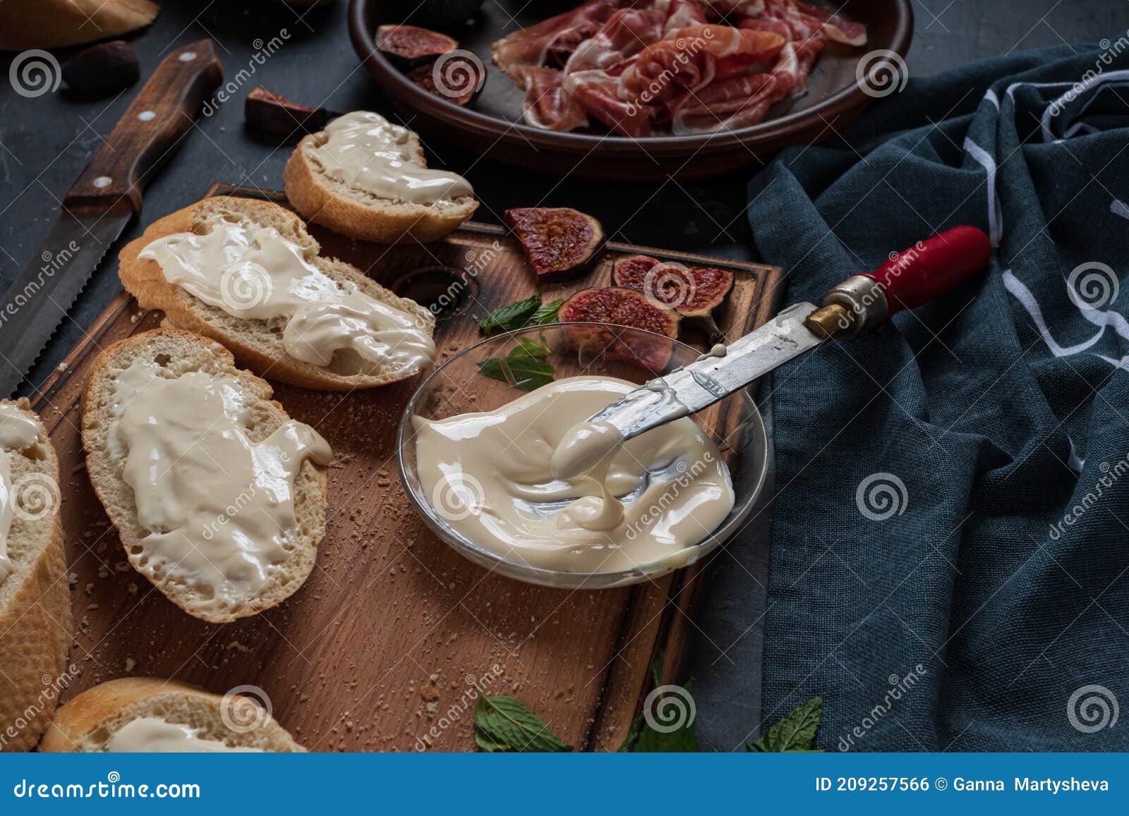 Tapas with Ham and Cream Cheese. Top View Stock Photo - Image of cream ...