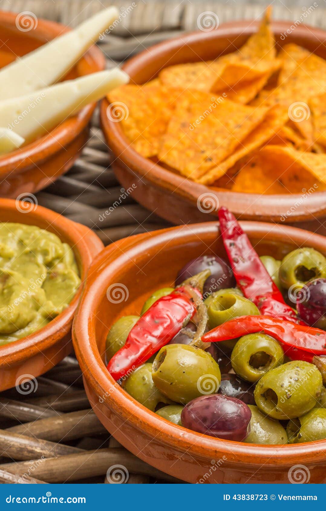 Tapas, Marinated Olives, Tortilla Chips, Guacamole, Manchego Stock ...