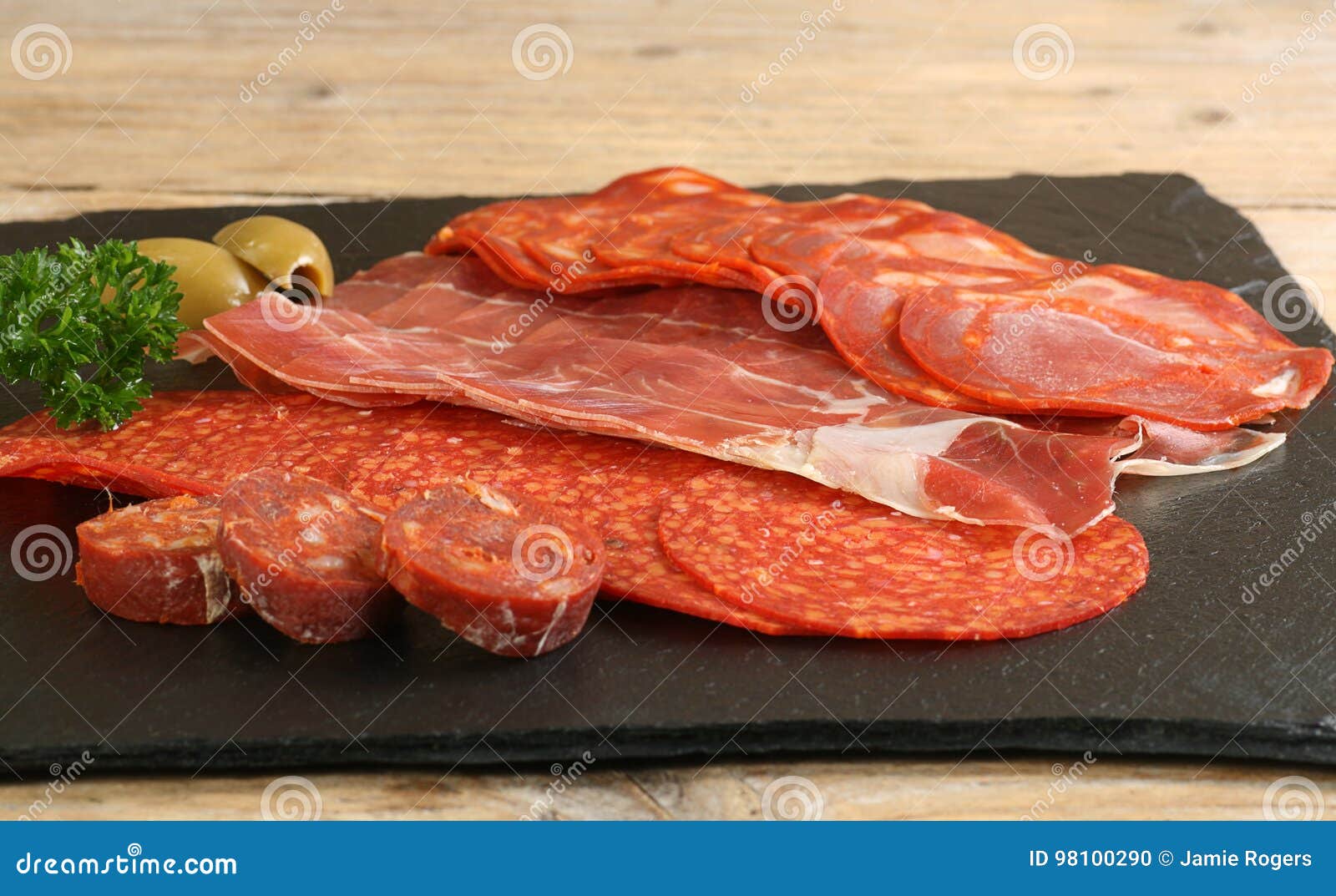 Tapas meat selection stock photo. Image of snack, parma - 98100290