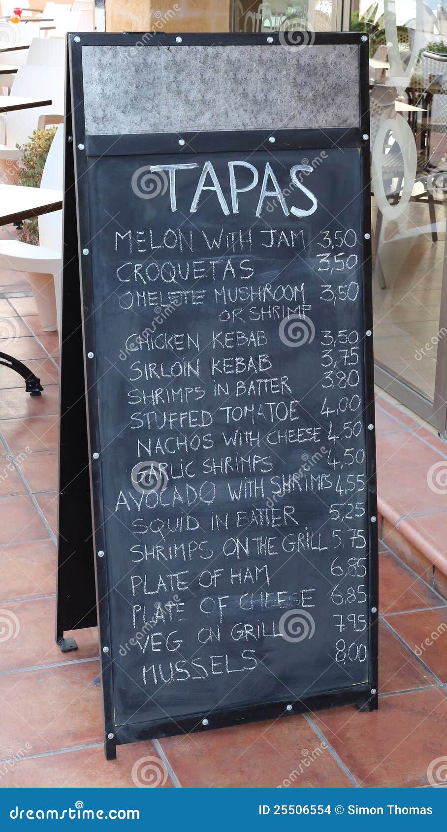 Tapas Menu stock photo. Image of dinner, food, board - 25506554