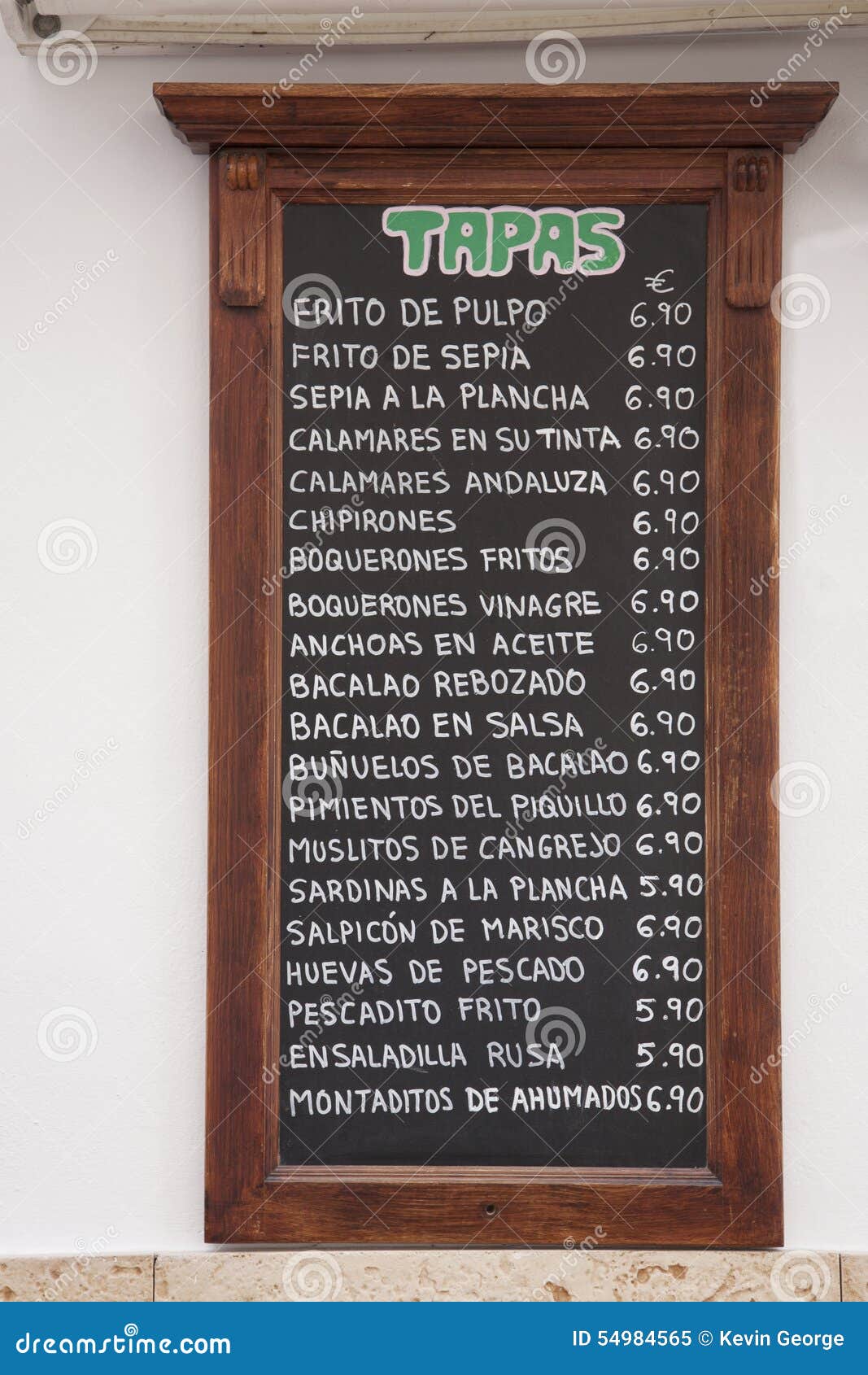 Tapas Menus, Spain stock image. Image of drink, wall - 54984565