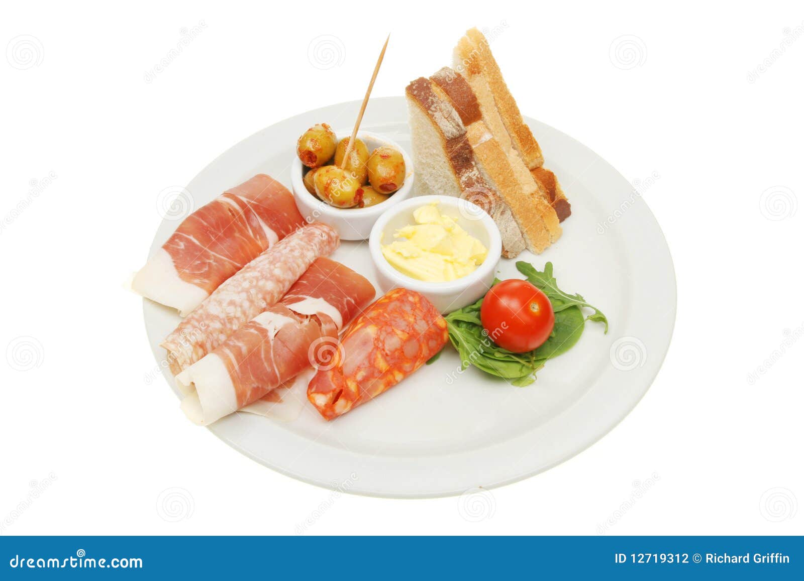 Tapas on a plate stock photo. Image of tapas, snack, salami - 12719312