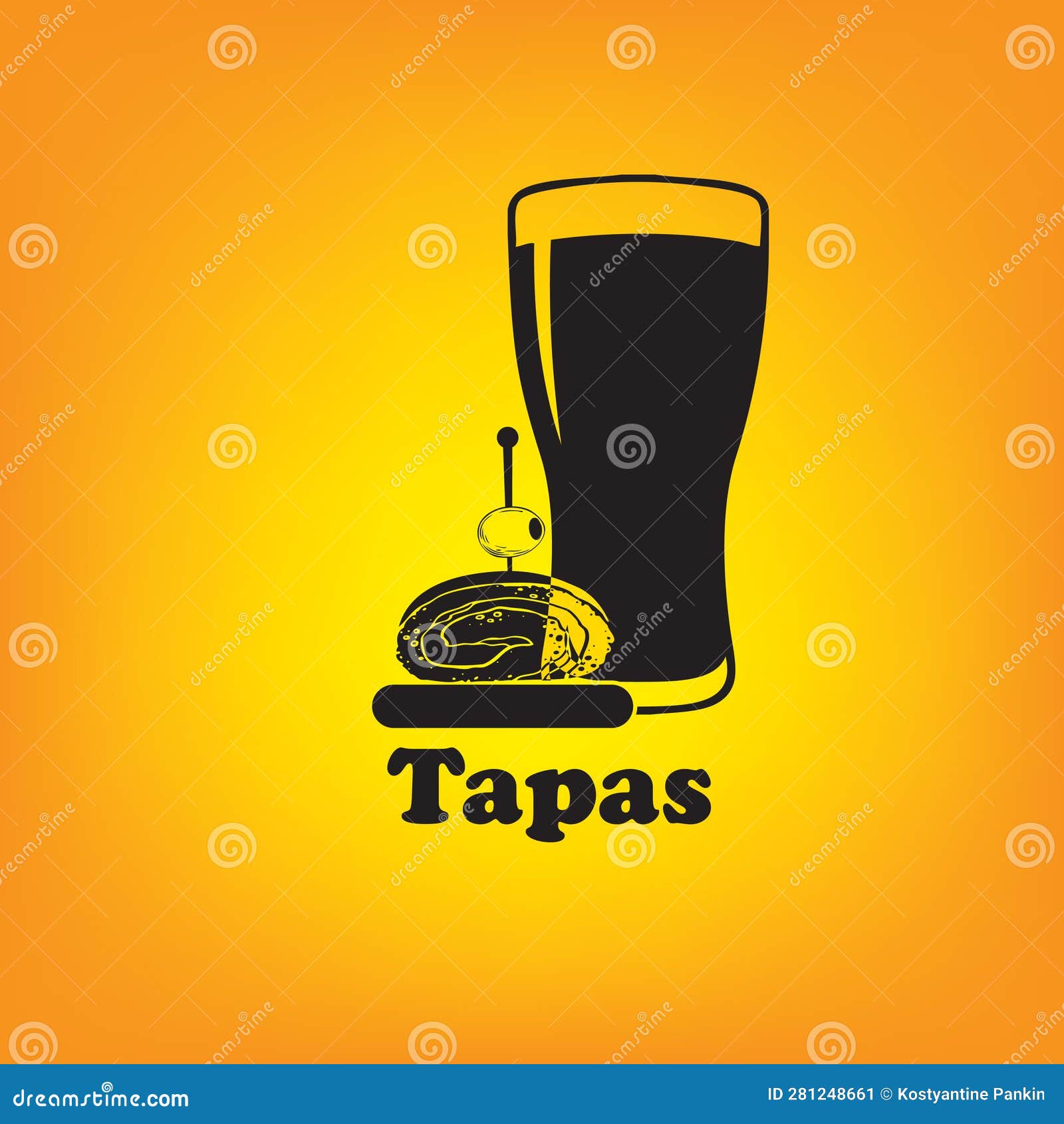 Tapas poster stock vector. Illustration of tapas, glass - 281248661