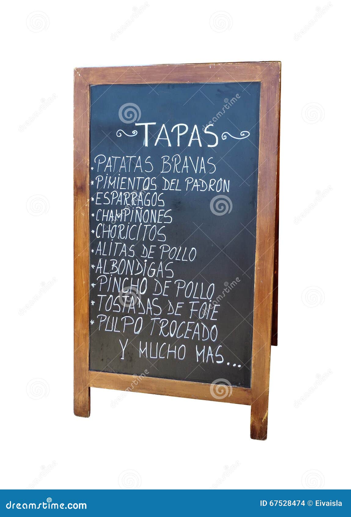 Tapas signboard stock photo. Image of restaurant, isolated - 67528474