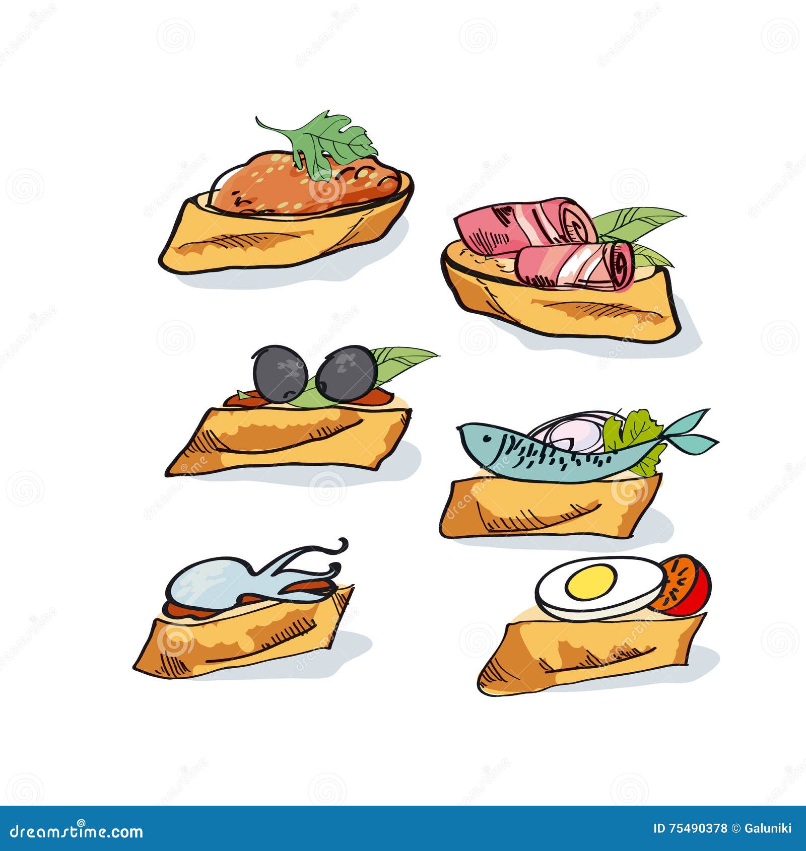 Tapas Sketch Vector Illustration. Stock Vector - Illustration of ...