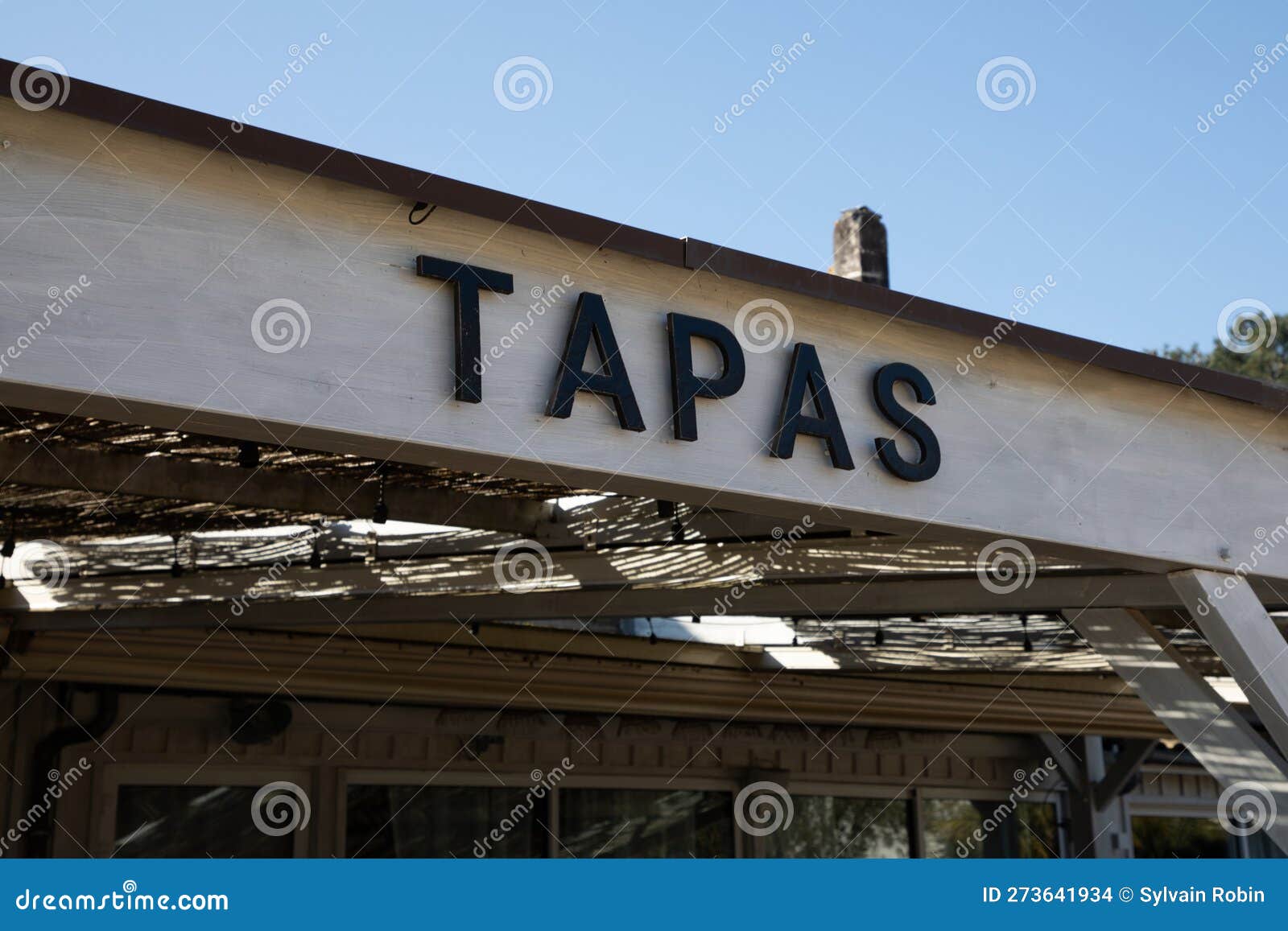 Tapas Text Signboard on Facade Restaurant Sign Stock Photo - Image of ...