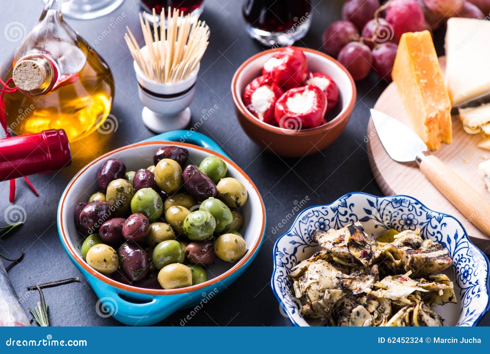 Tapas variety on table stock photo. Image of board, cooked - 62452324