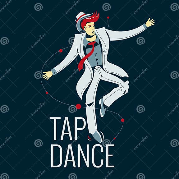 Man Performing a Tap Dance in a Spotlight and on Stage Stock Vector ...