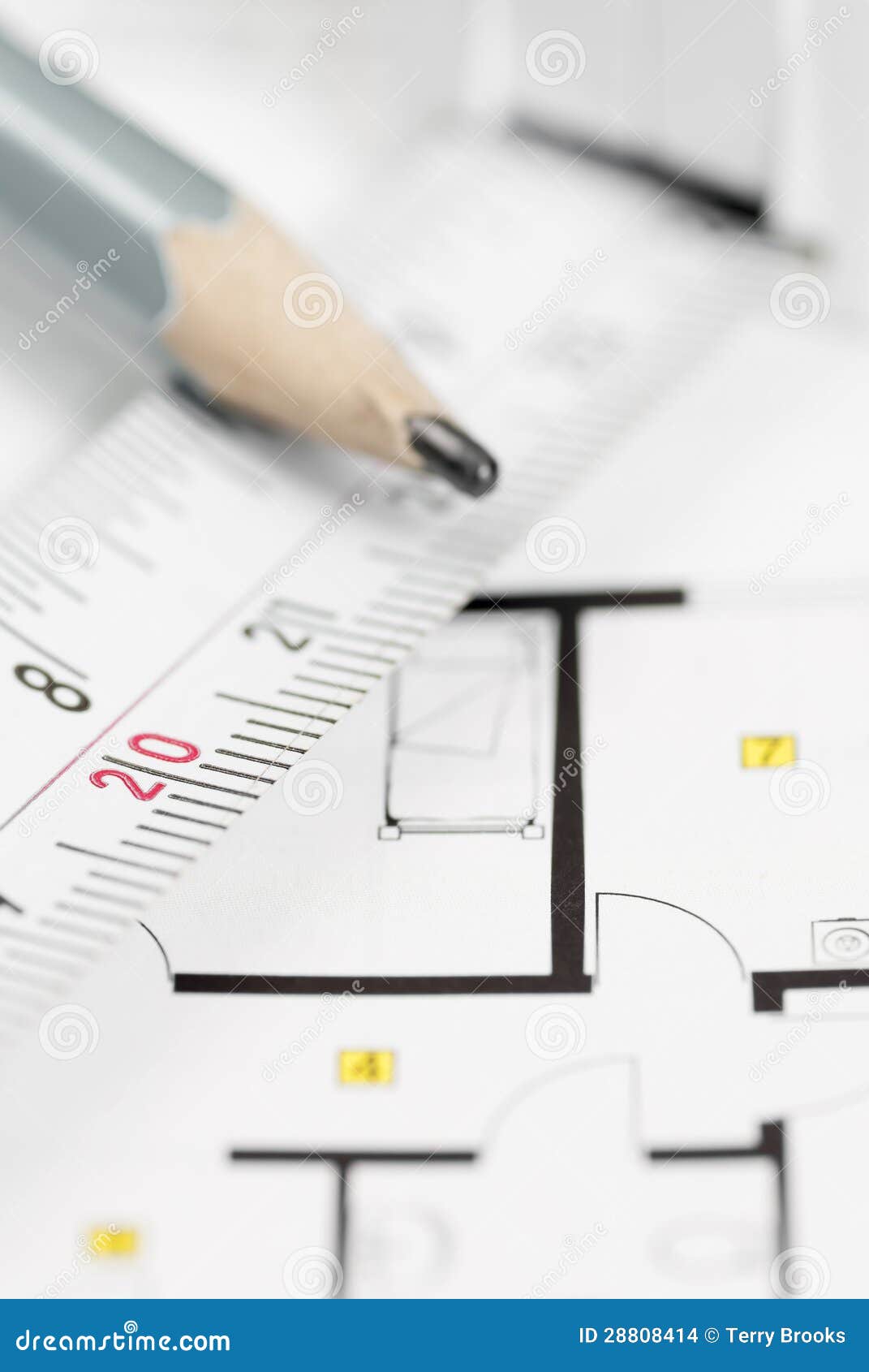 Tape Measure on Architect Plans. Stock Photo - Image of tool, white ...