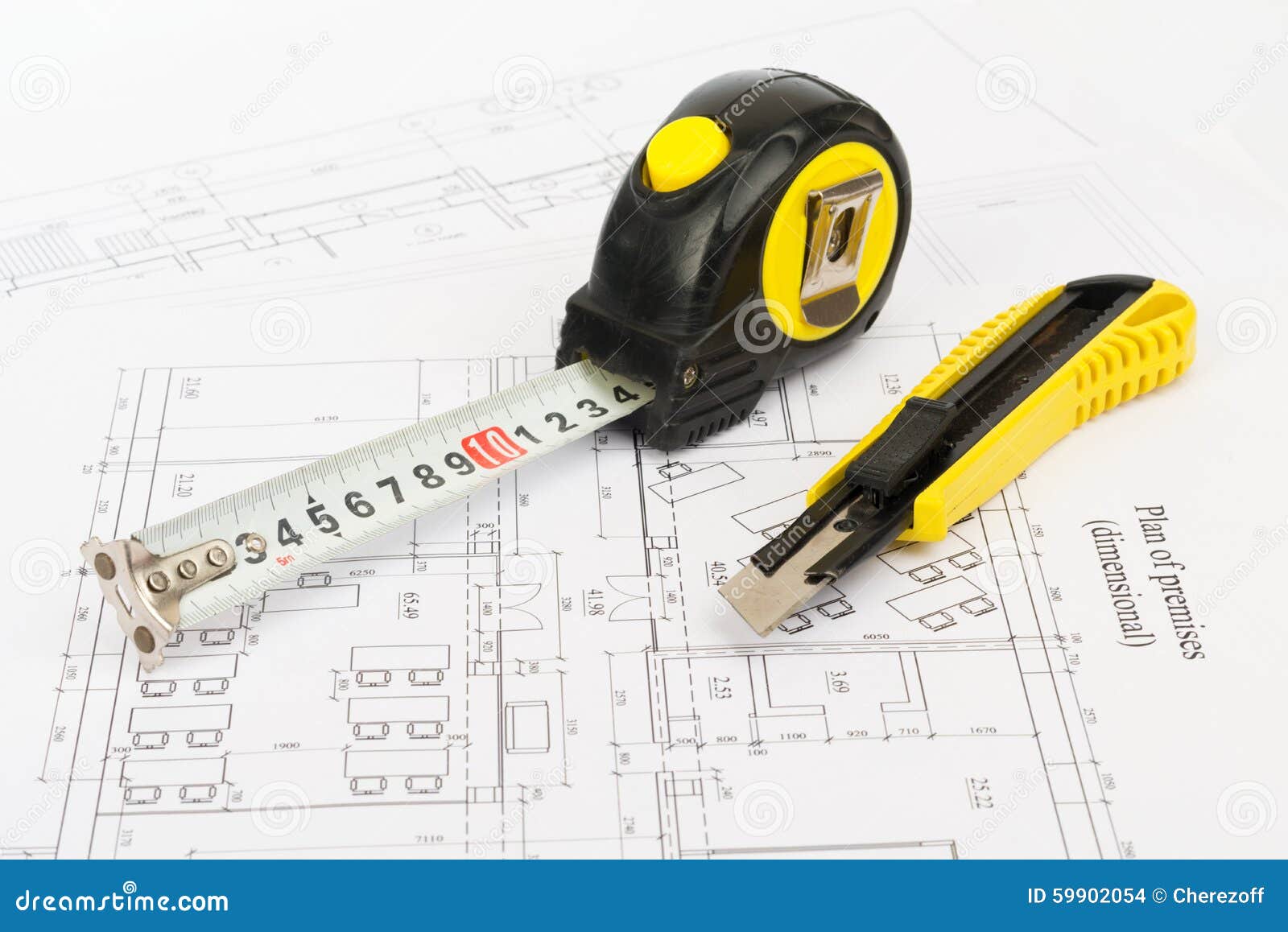 Tape measure with cutter stock photo. Image of tape, graph - 59902054