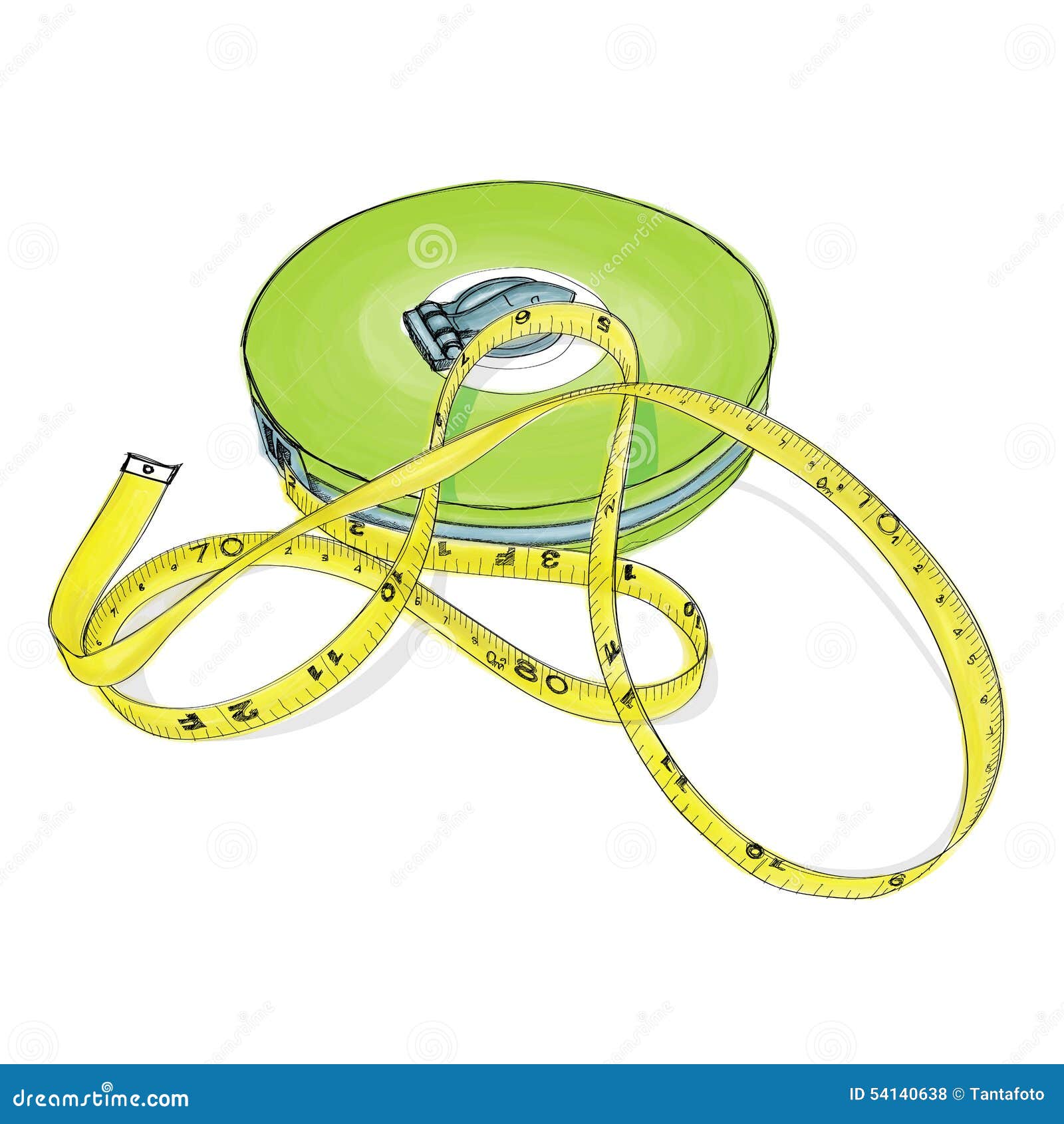 Tape Measure Hand Drawing on White Background Stock Vector ...