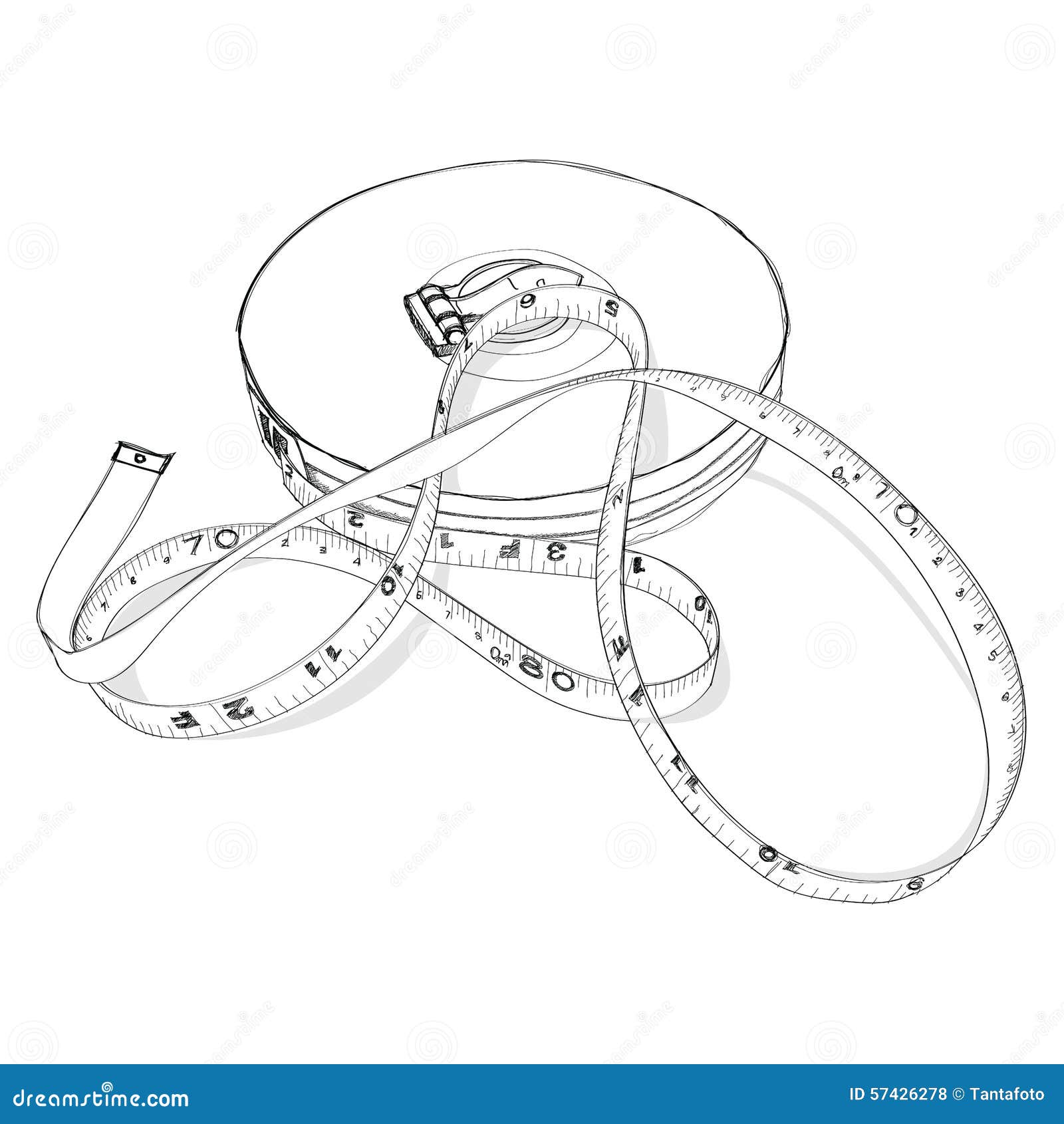 Tape Measure Hand Drawing on White Background Stock Vector ...