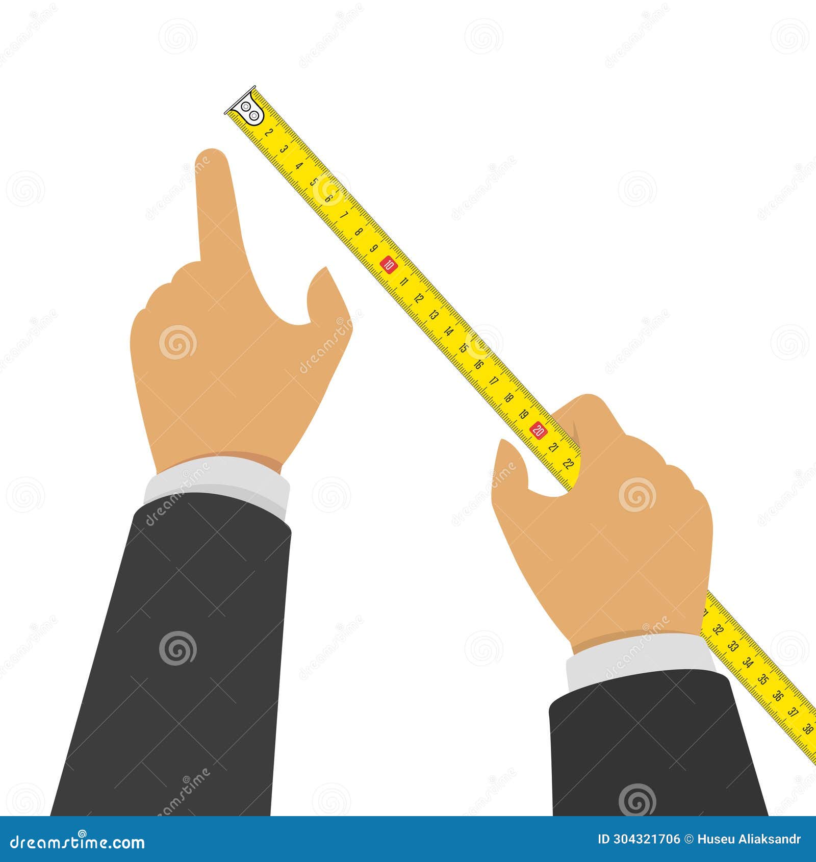 Tape measure in hands stock illustration. Illustration of engineering ...