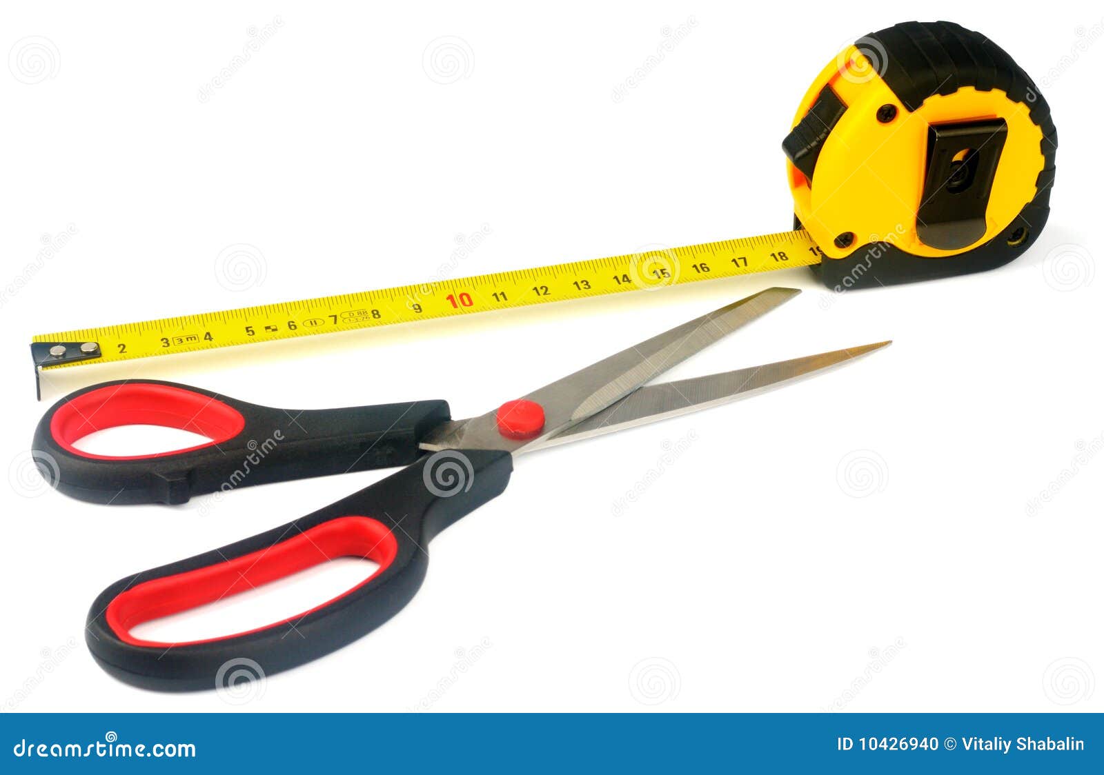 Tape-measure and scissors stock photo. Image of instrument - 10426940