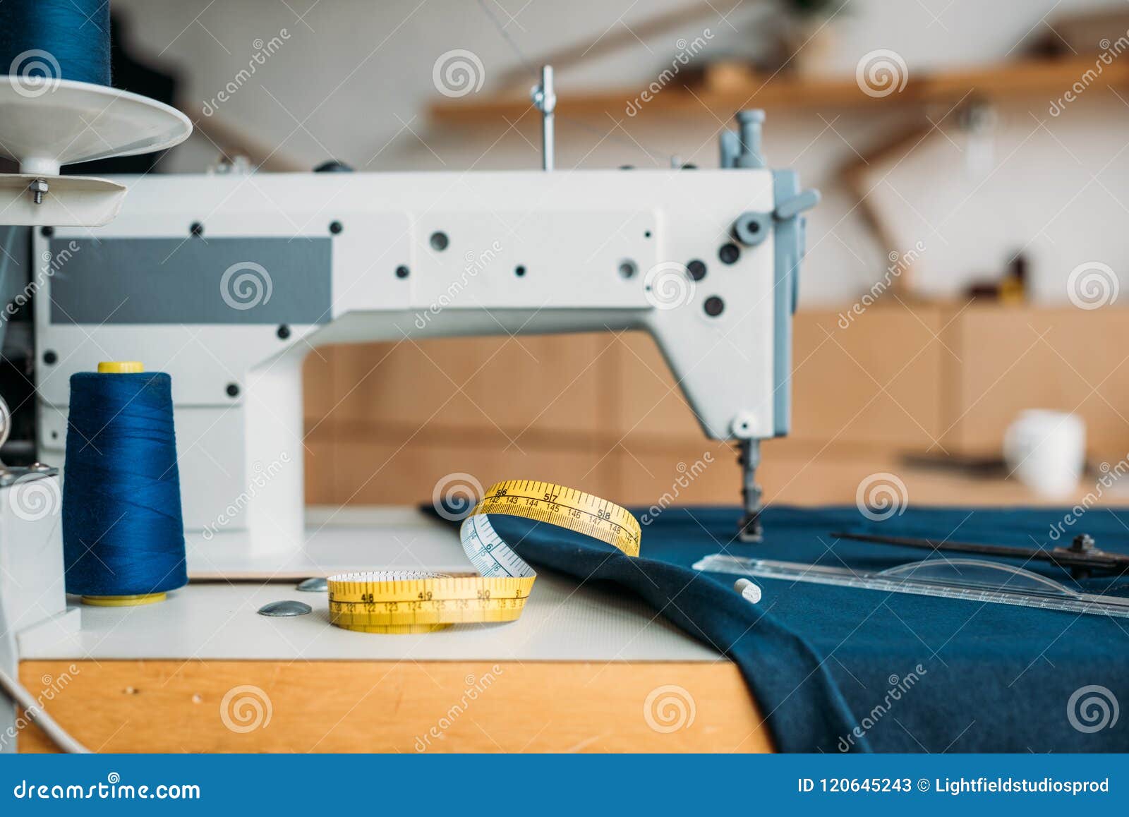 Tape Measure on Sewing Machine Stock Image - Image of workplace, tools ...