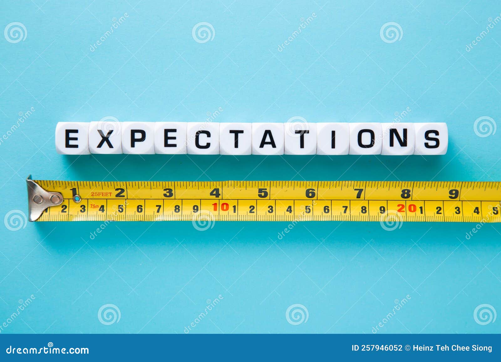 Tape Measuring with Expectations Word. Evaluation Concept Stock Photo ...