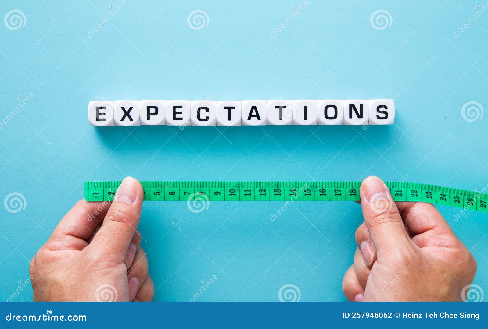 Tape Measuring with Expectations Word. Evaluation Concept Stock Photo ...