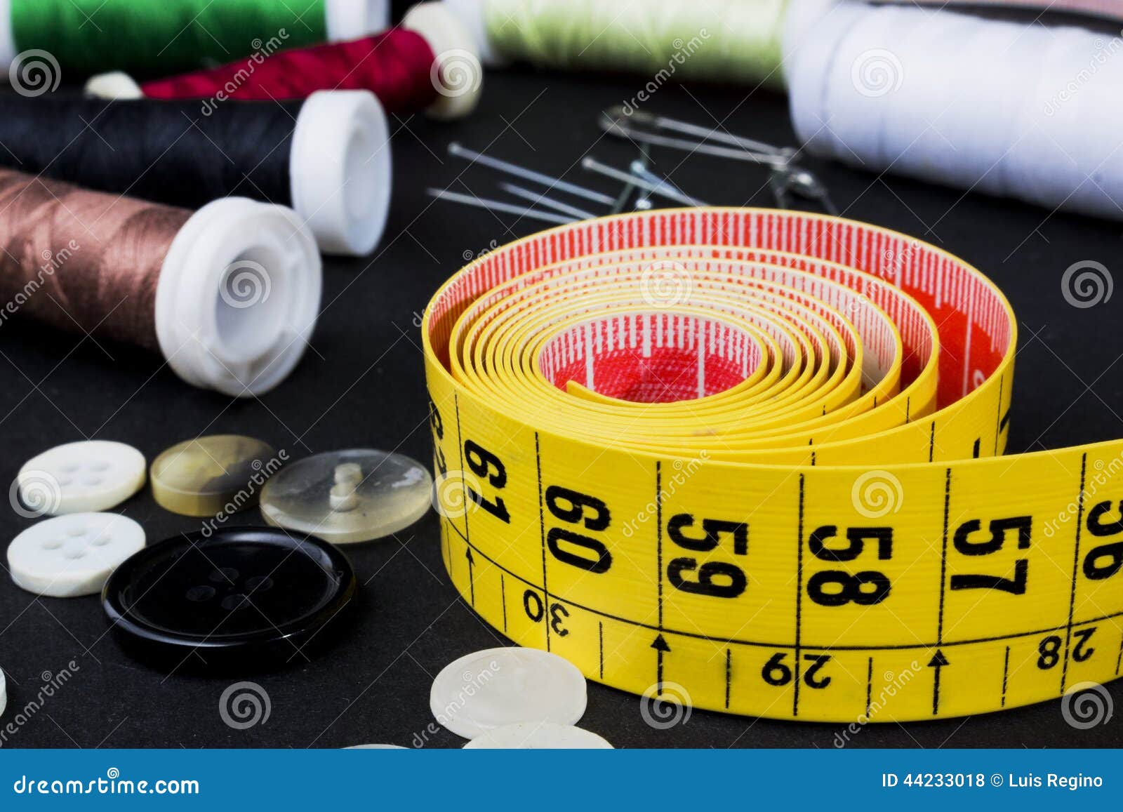 Tape Measuring and Spools of Threads Stock Photo - Image of fashion ...