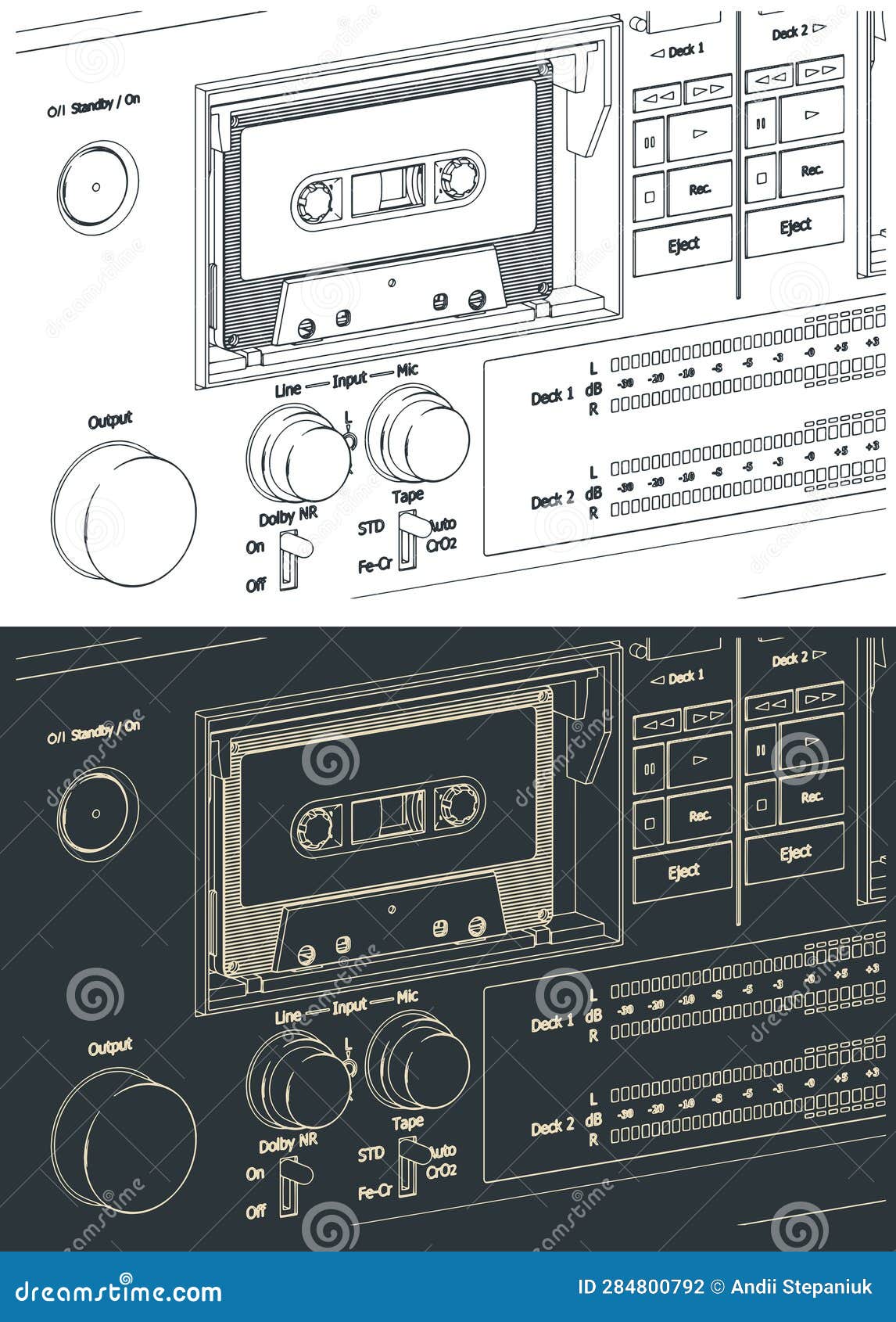 Tape Recorder Close-up Illustrations Stock Vector - Illustration of ...