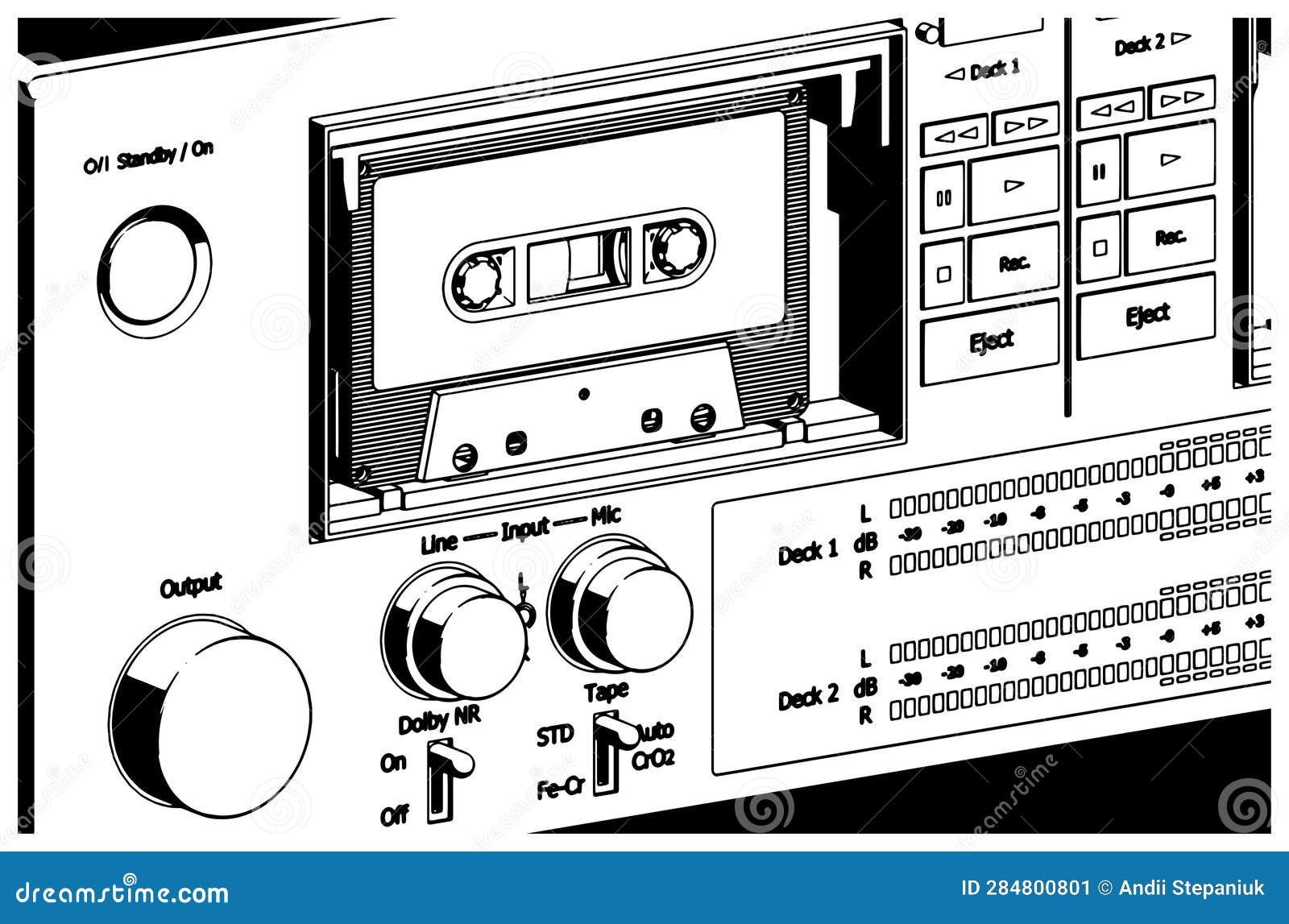 Tape recorder close-up stock vector. Illustration of audio - 284800801