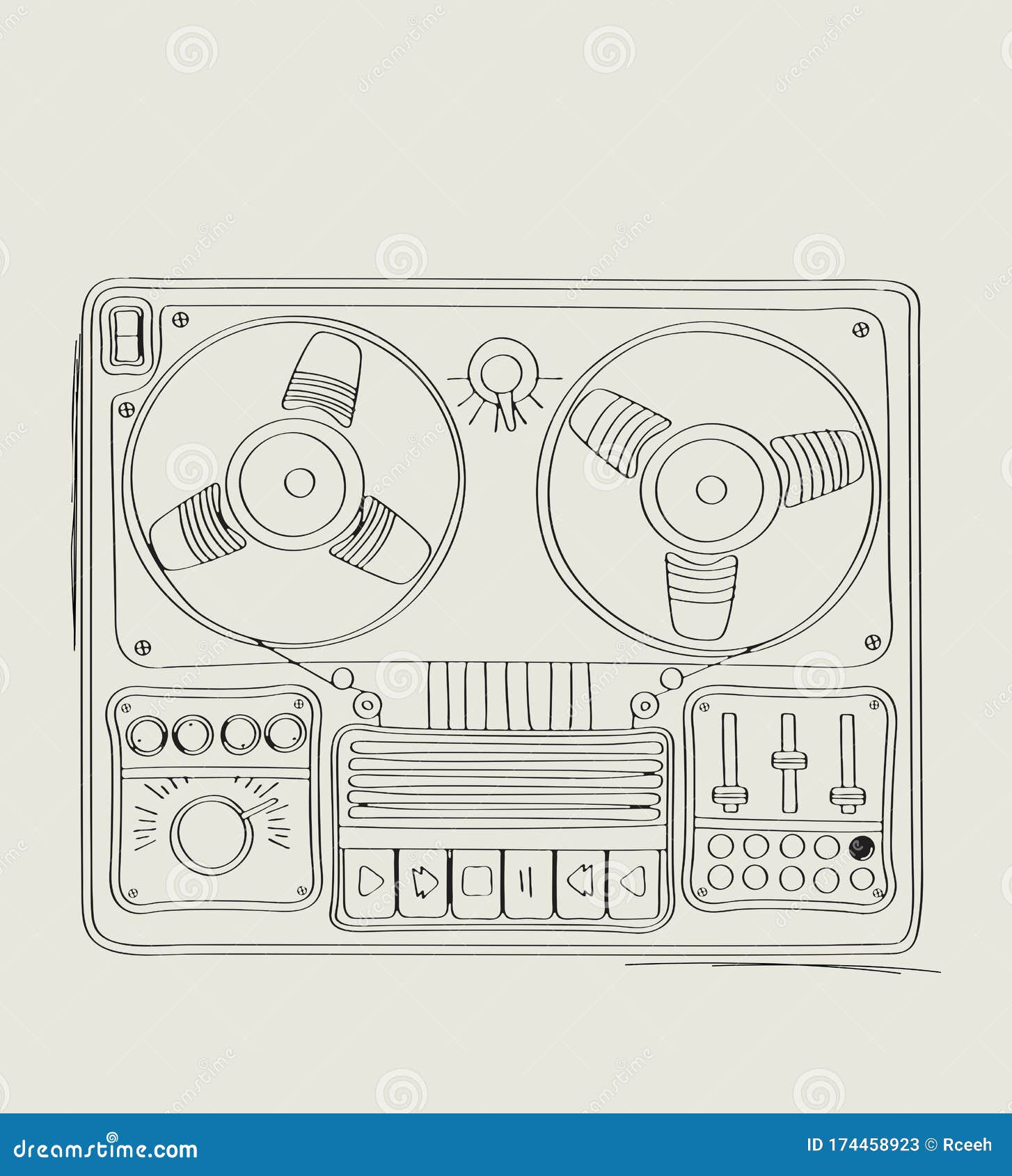 Tape recorder sketch stock vector. Illustration of stereo - 174458923