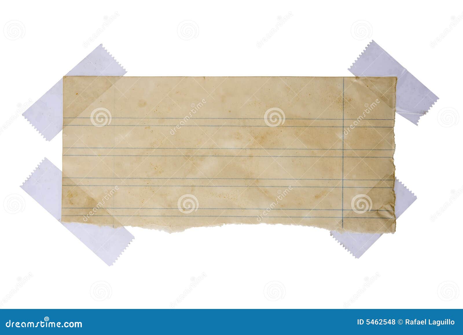 Taped paper stock photo. Image of isolated, reminder, stationery - 5462548