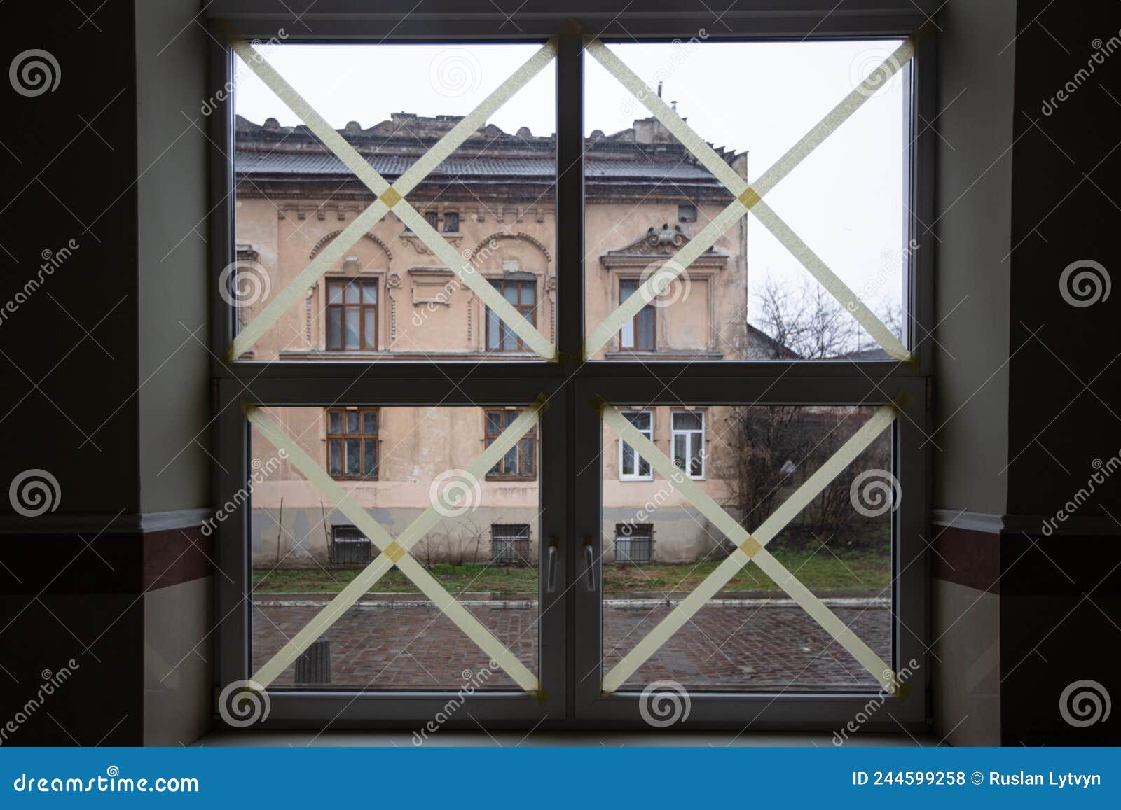 Taped Windows in Lviv during Russian War Stock Photo - Image of ...