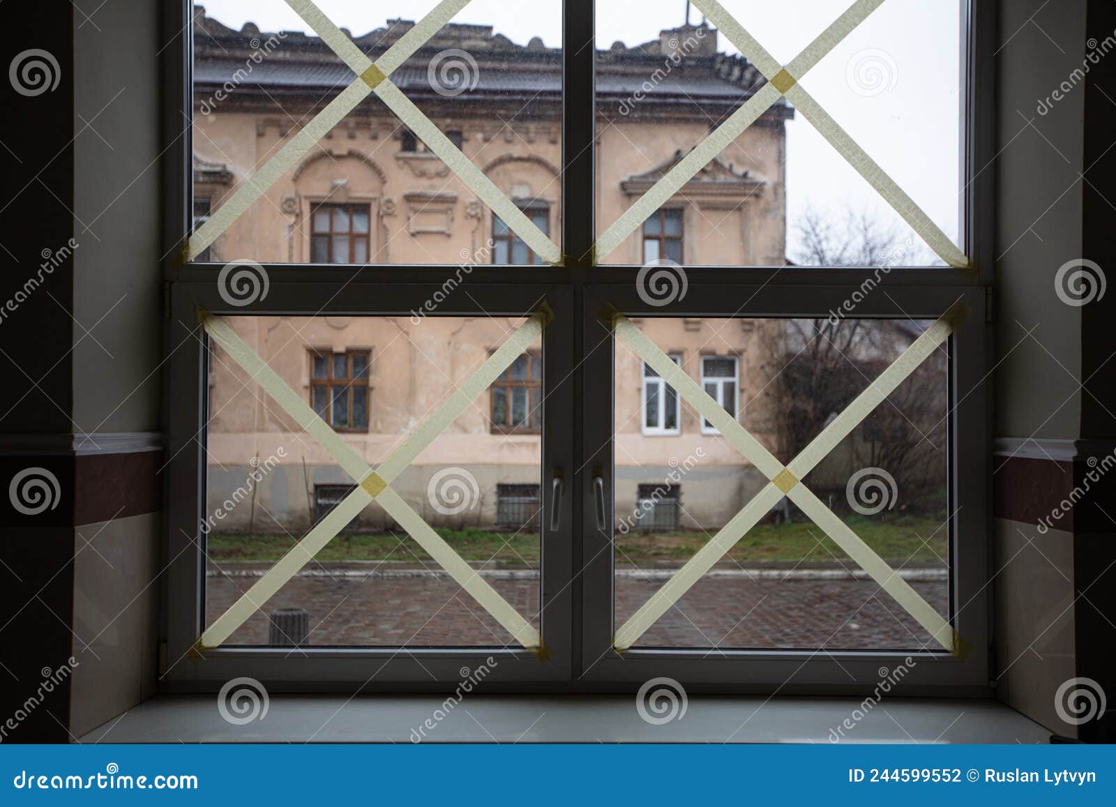Taped Windows in Lviv during Russian War Stock Photo - Image of defence ...