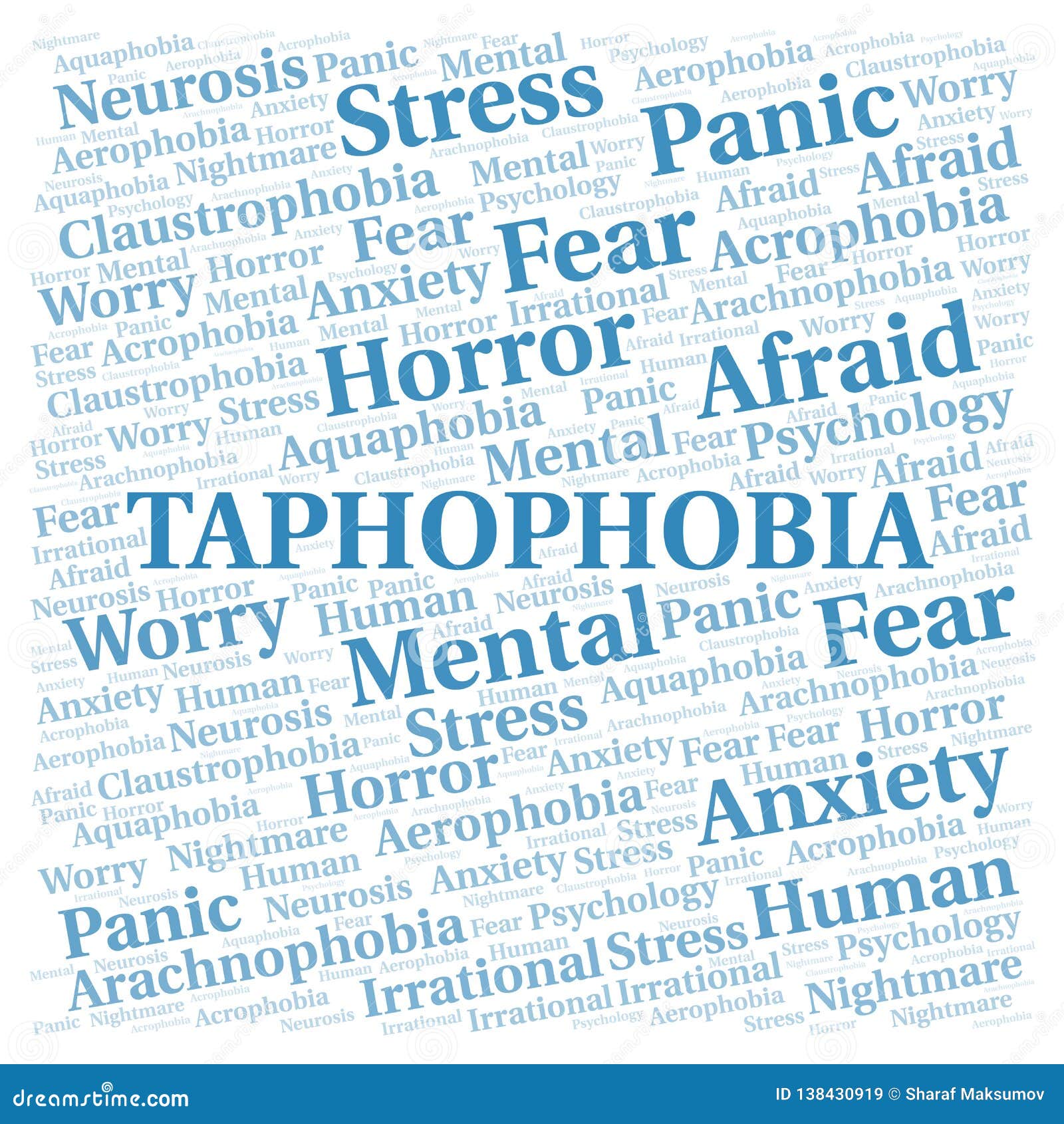 Taphophobia word cloud stock illustration. Illustration of bright ...