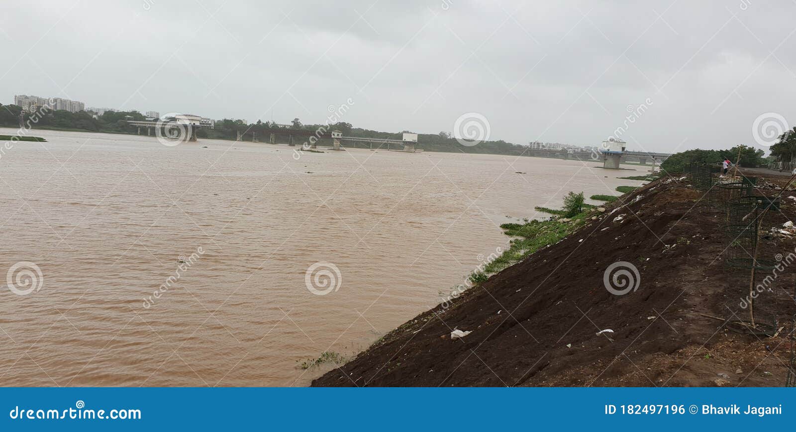 Tapi River is the Main River in the Gujarat of India. during the Eveing ...