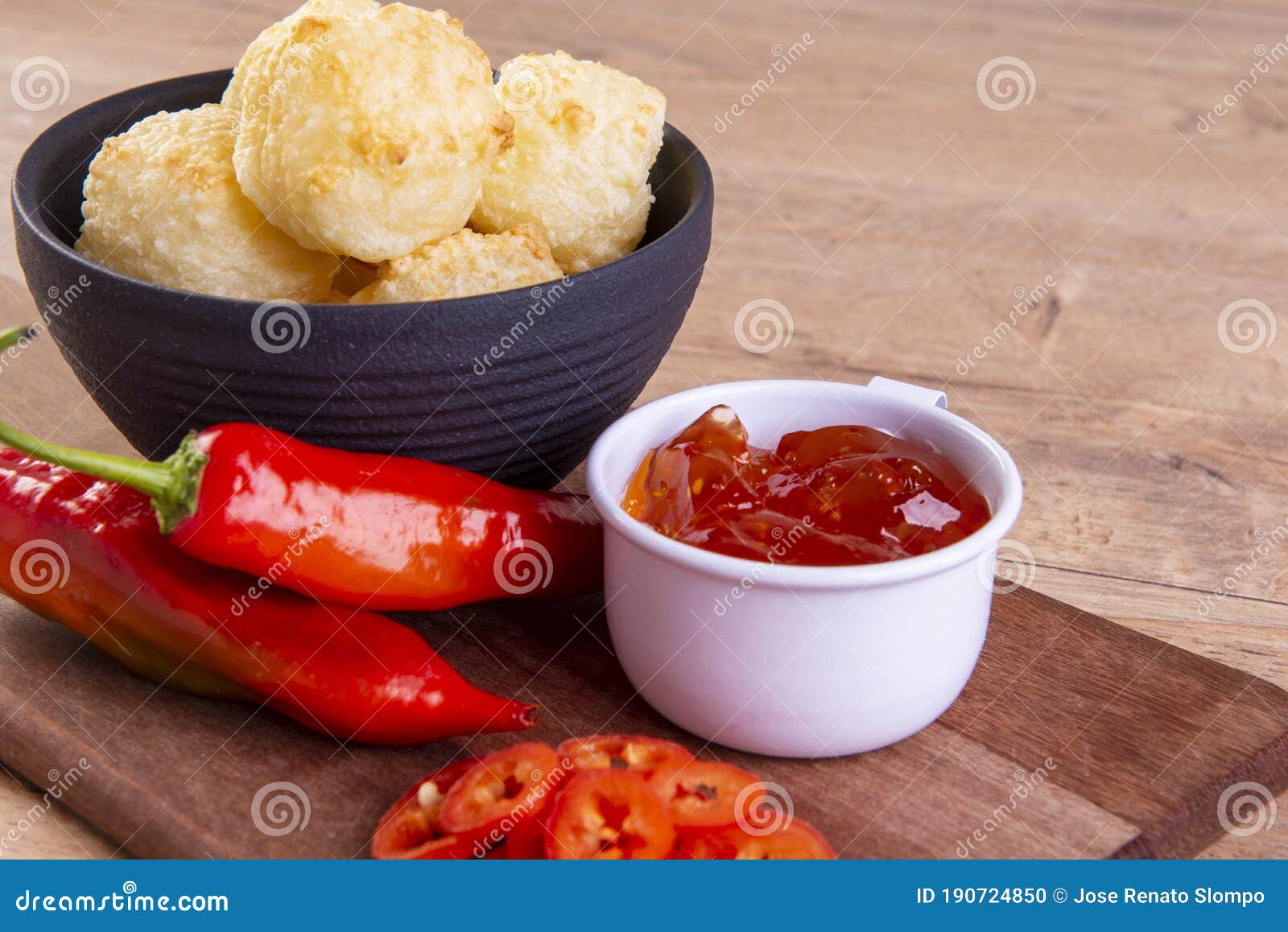Tapioca Dice Served with Pepper Jelly. Wooden Table Stock Photo - Image ...