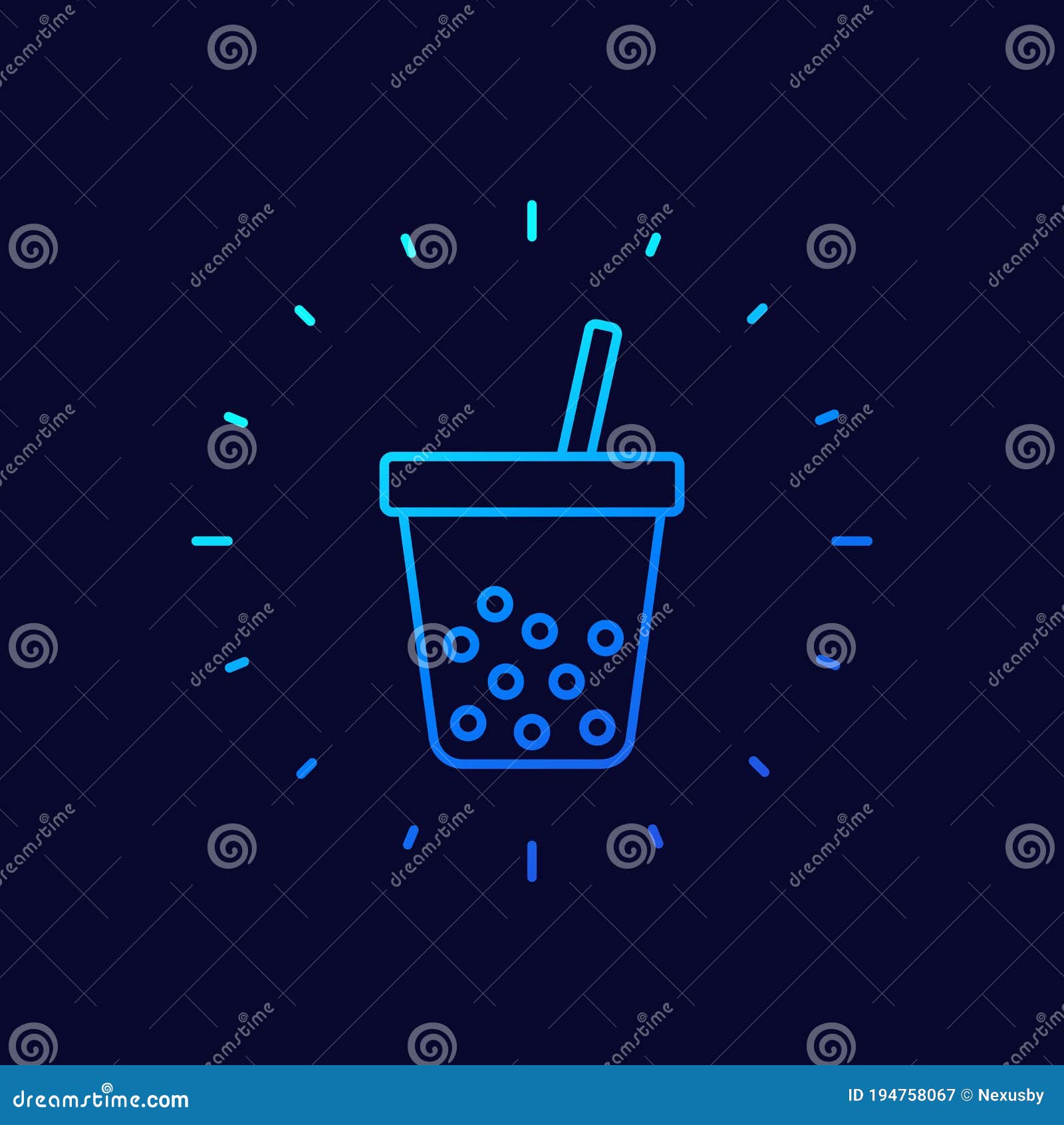 Tapioca Drink, Bubble Tea Line Icon Stock Vector - Illustration of ...