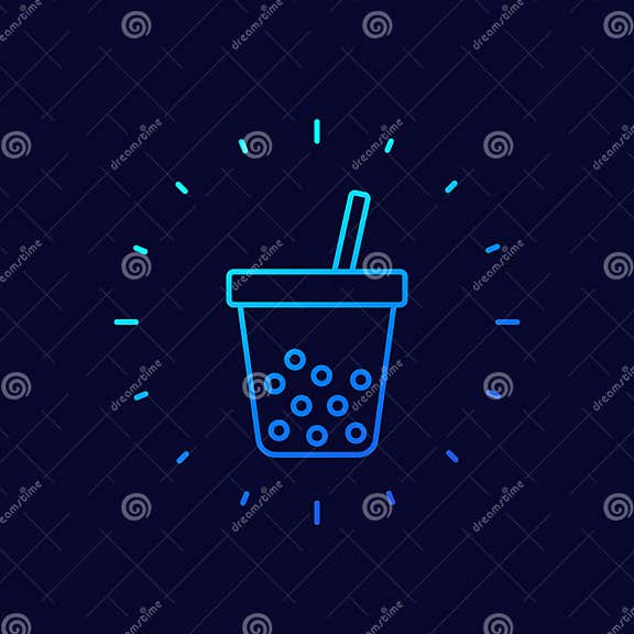 Tapioca Drink, Bubble Tea Line Icon Stock Vector - Illustration of ...