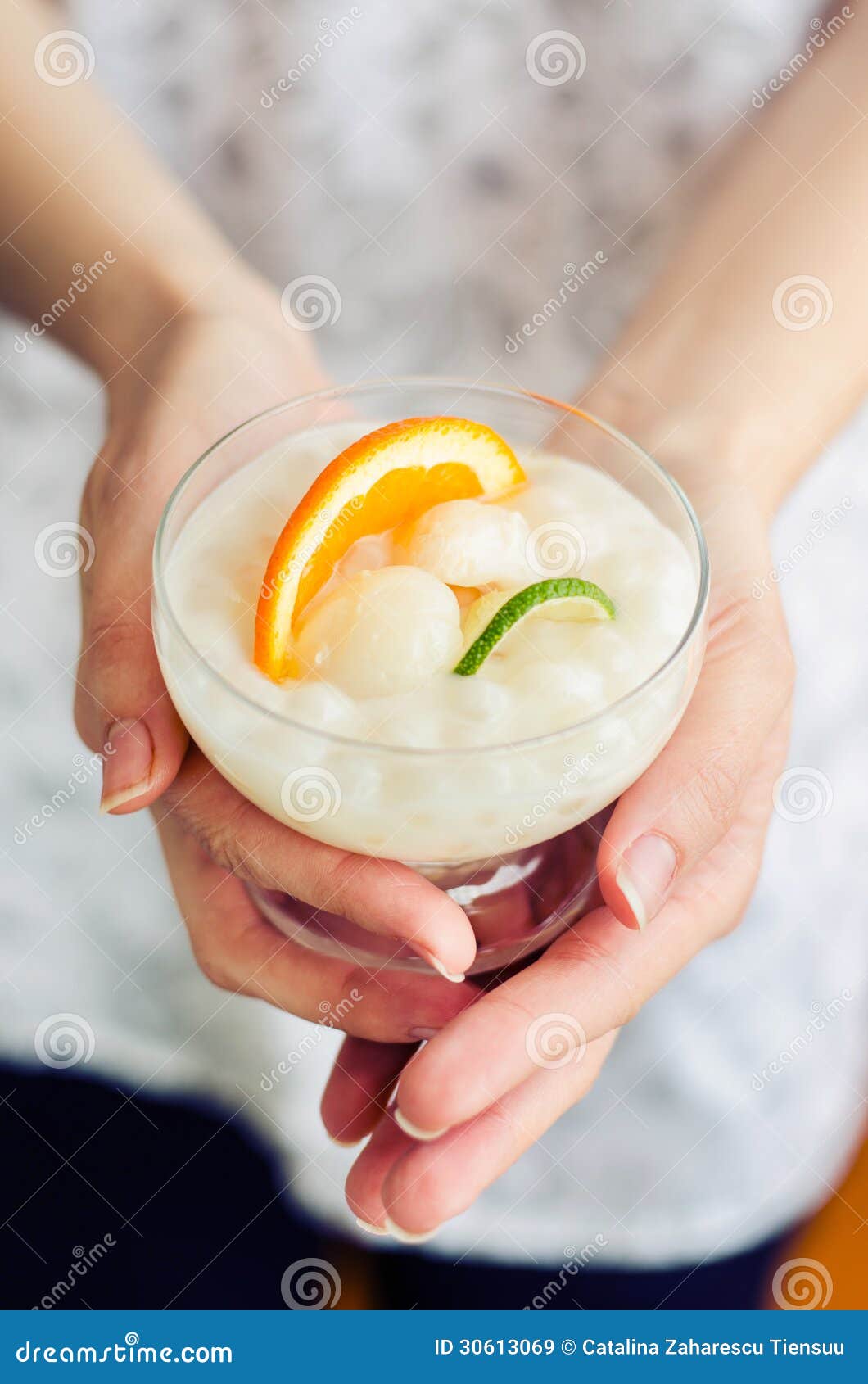 Tapioca and fruits pudding stock image. Image of milk - 30613069