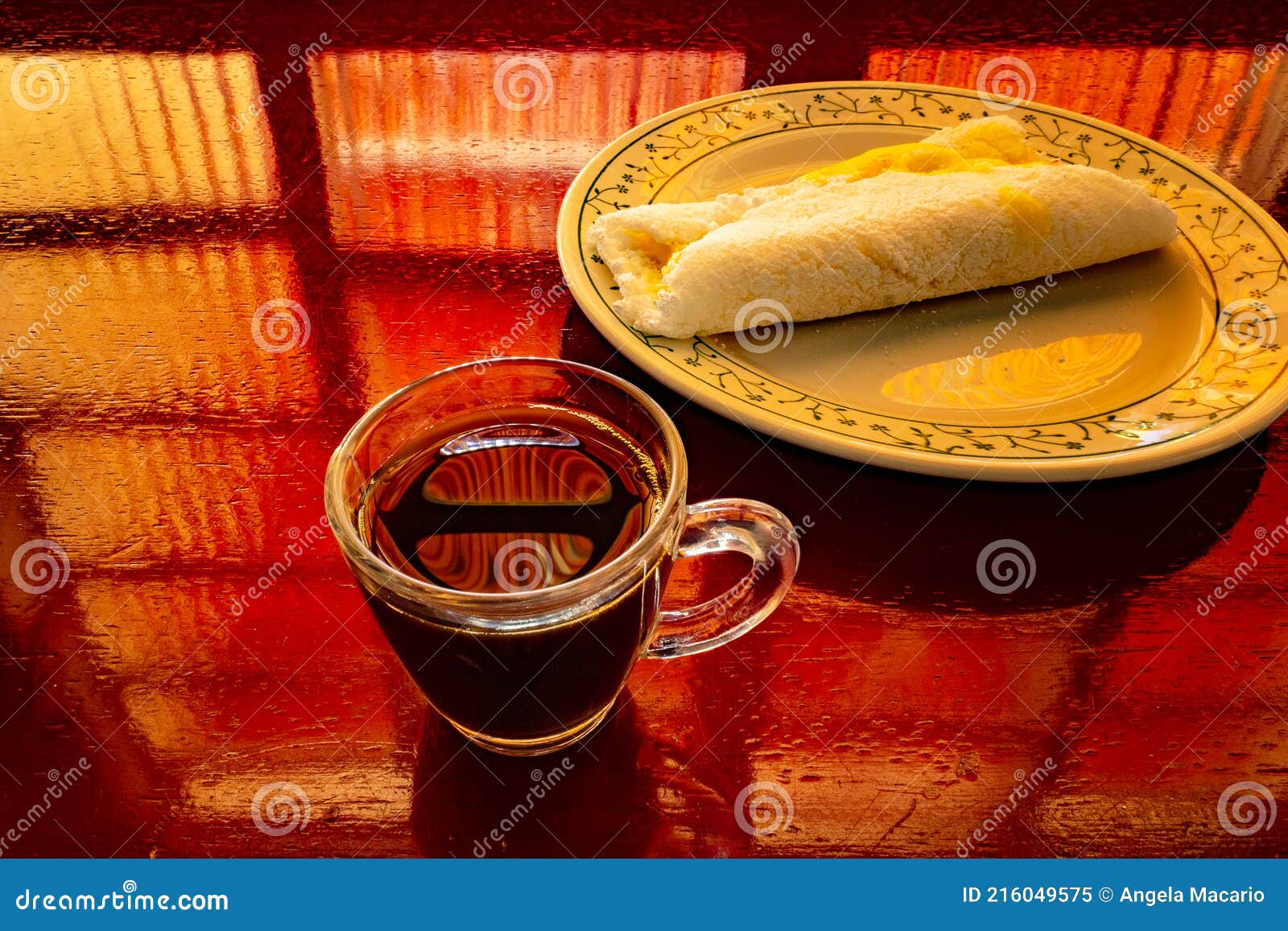Tapioca in a Plate and a Cup with Coffee. Stock Image - Image of bright ...