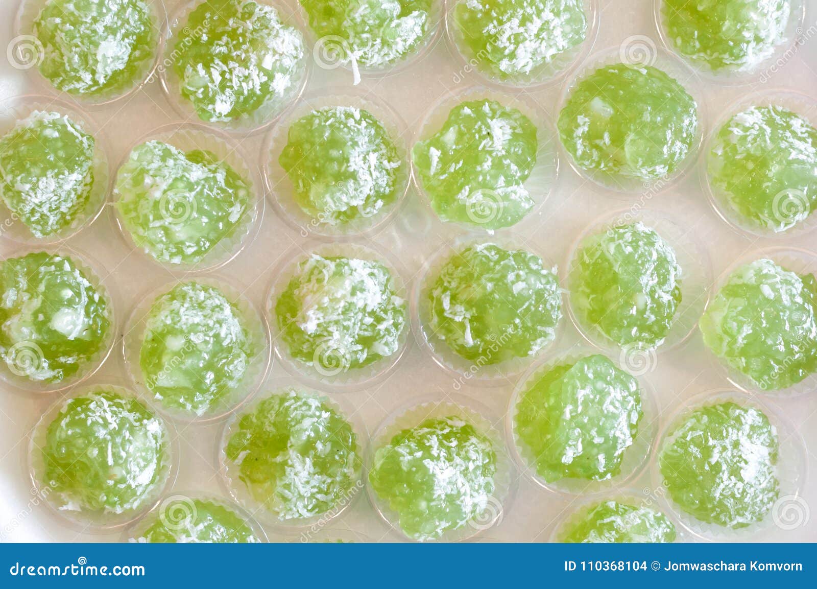 Tapioca Thai Pudding Coconut Topping Cup in White Plate Top View ...