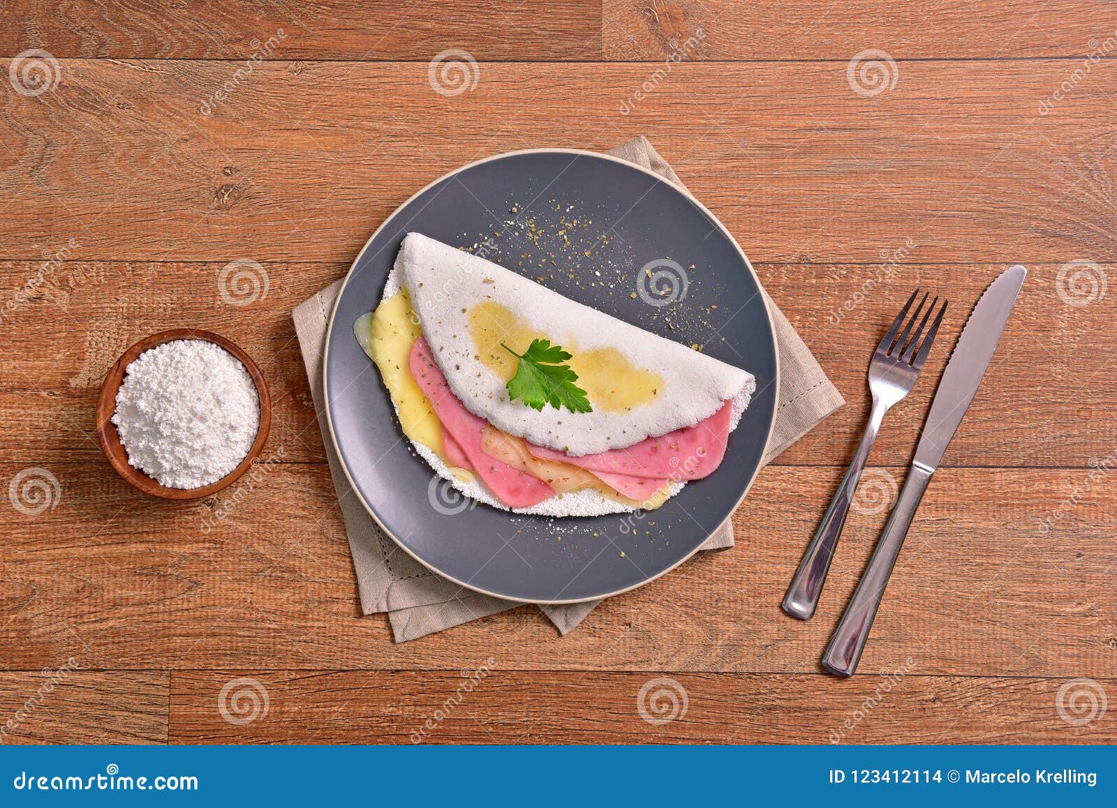 Tapioca Filled with Cheese and Ham Slices Stock Photo - Image of region ...