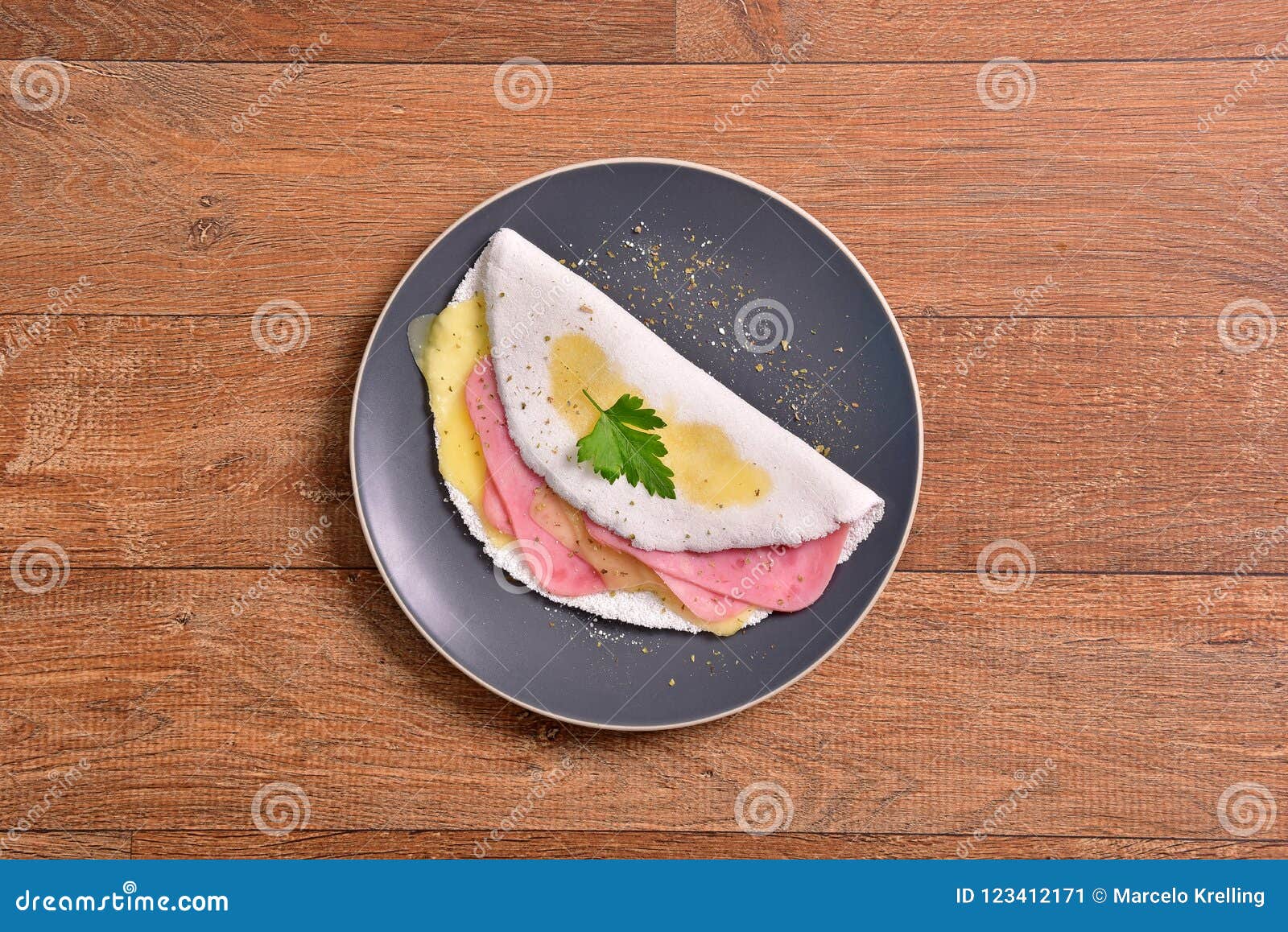 Tapioca Filled with Cheese and Ham Slices Stock Image - Image of ...