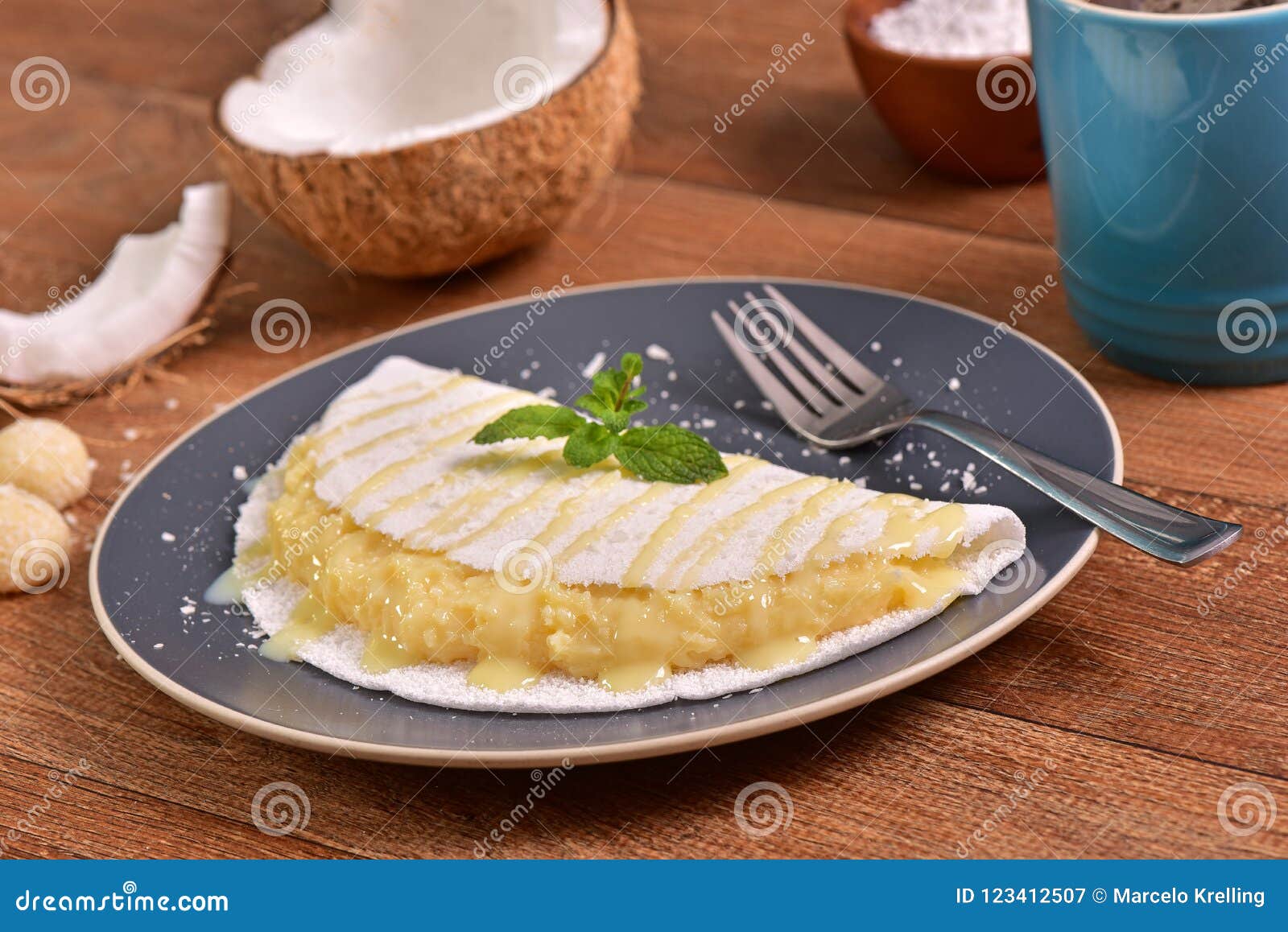 Tapioca Filled with Coconut Cream Stock Image - Image of brazil, filled ...