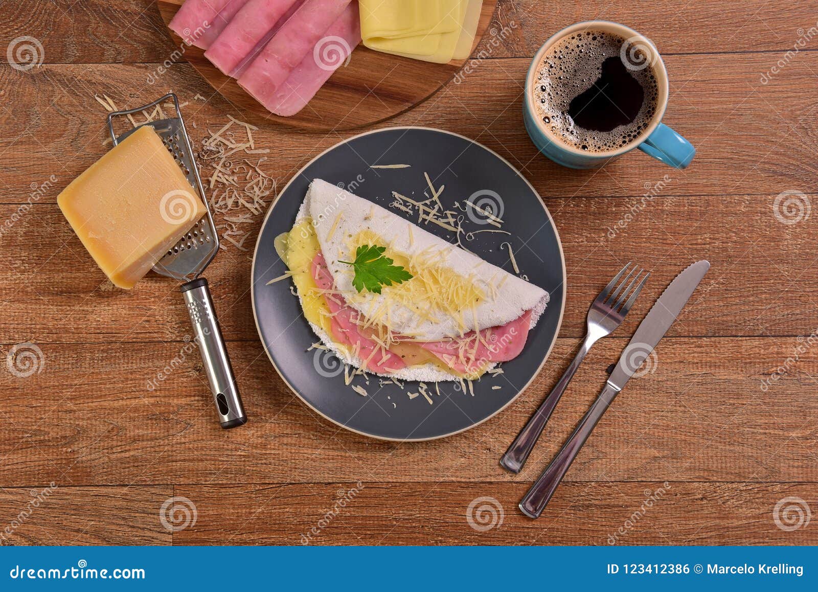 Tapioca Filled with Cheese and Ham Slices Stock Photo - Image of ...