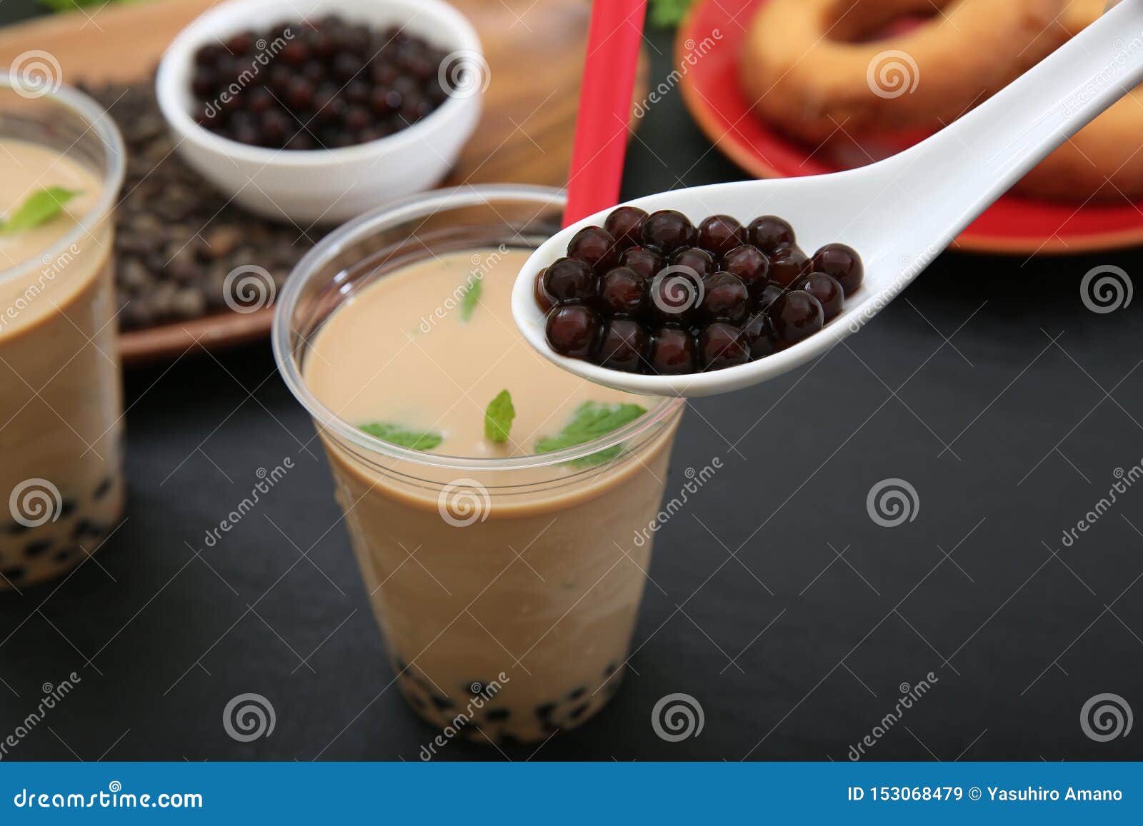 Tapioca Tea and Tapioca Pearl Stock Image - Image of drink, straw ...