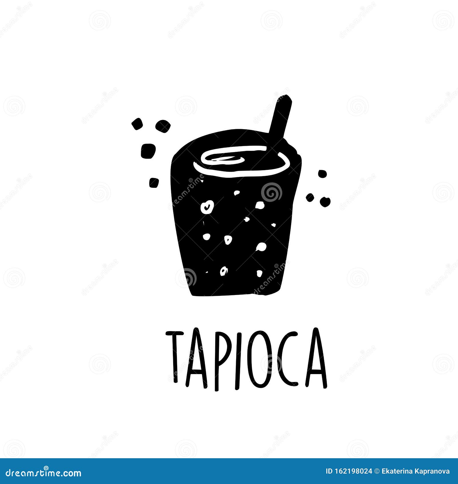 Tapioca. Vector Hand Drawn Illustration of Popular Bubble Tea. Stock ...