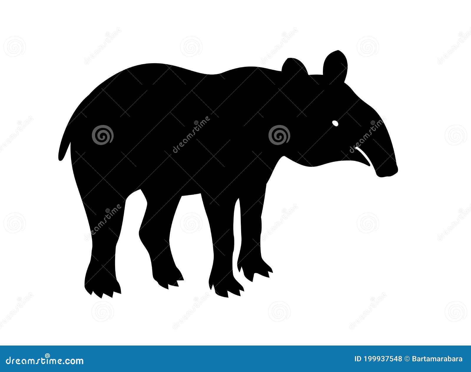 Tapir, Animal, Vector Path for Laser Cutting, Shadow Black Color, Cute ...