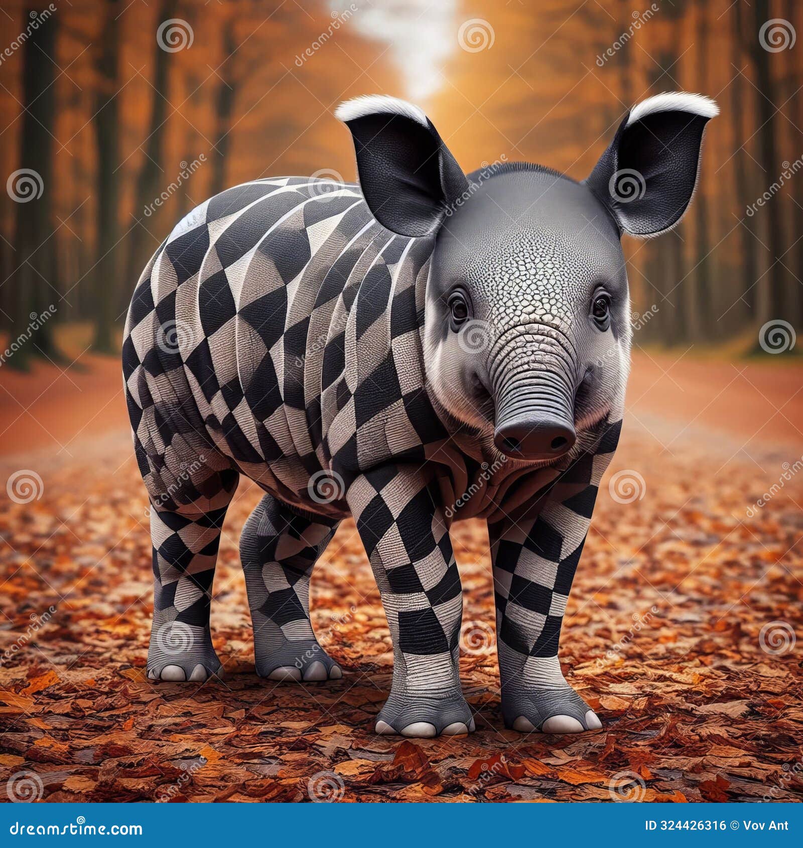 Tapir Fur Styled into a Checkered Pattern, Photo Vd ( Stock ...