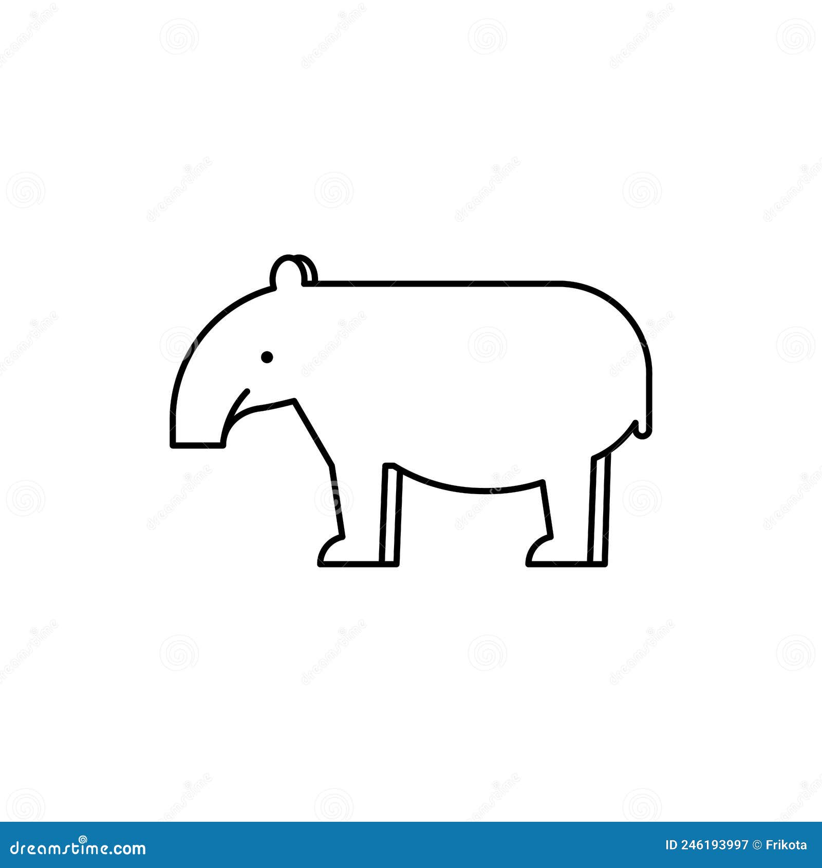 Tapir Icon. Black Outline. Conservation Awareness. Vector Illustration ...