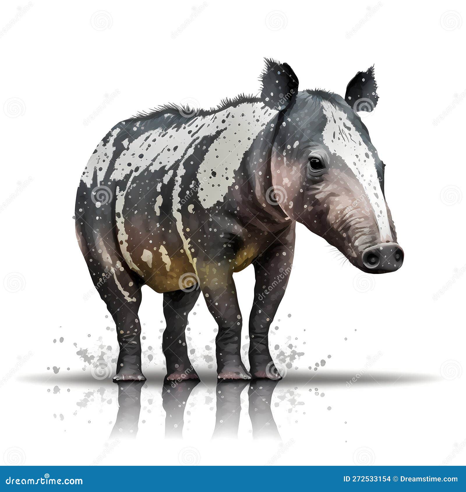 Tapir Isolated White. Generative AI Stock Illustration - Illustration ...